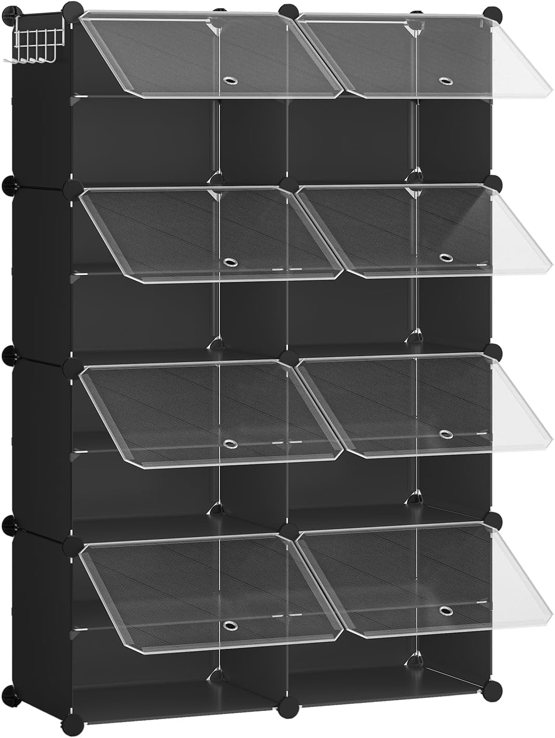 Shoe Rack, 8 Cubes Shoe Organizer with Doors, Plastic Panel Shoe ...