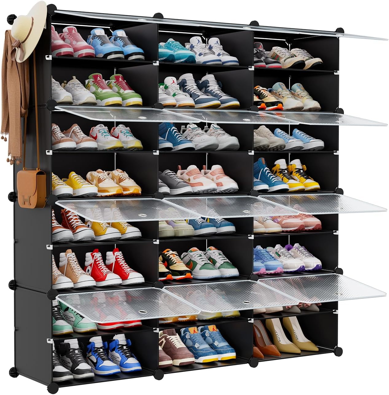 Simple Trending 8 Tier Shoe Storage 48 Pairs Shoe Rack with Door, Space ...