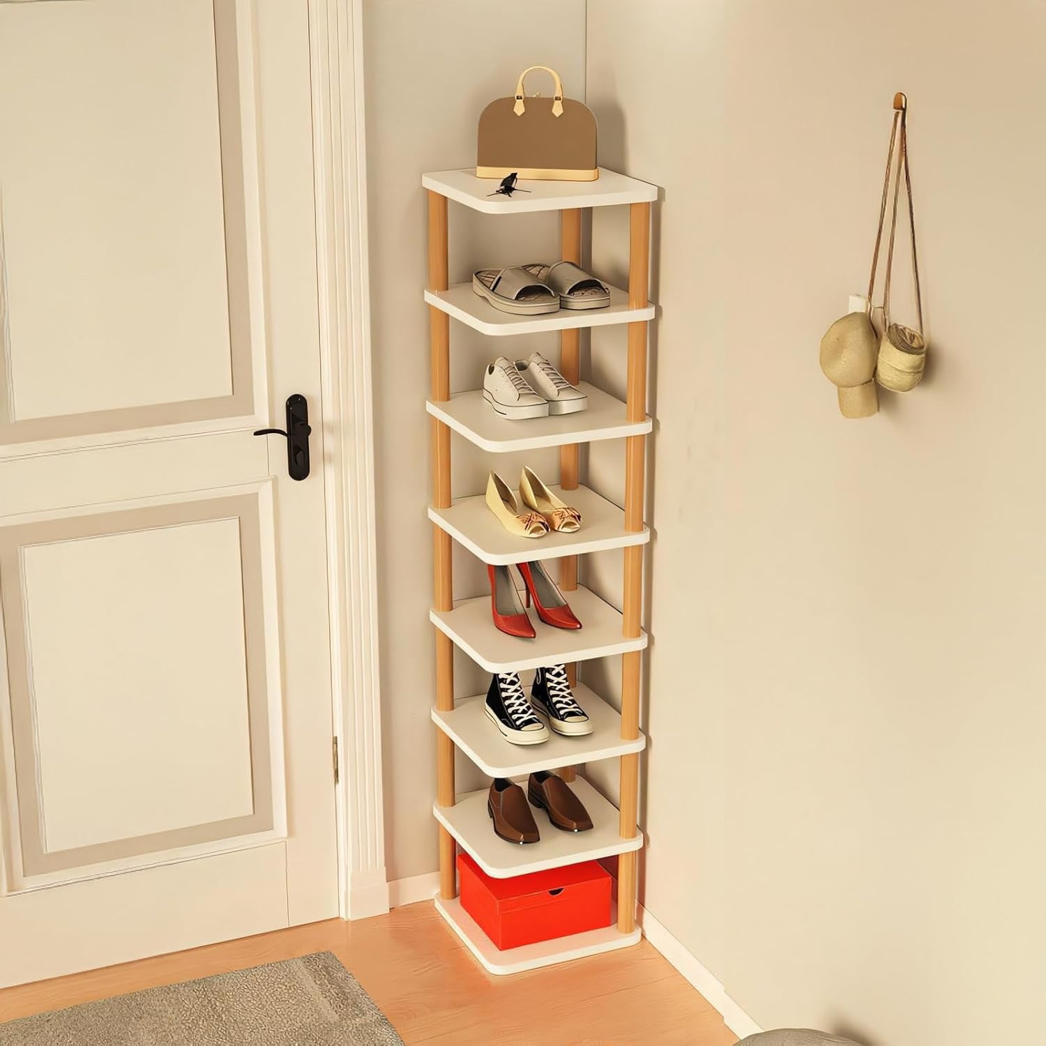Shoe Rack, 8 Tiers Vertical Shoe Storage, Space Saving Shelf Tower ...
