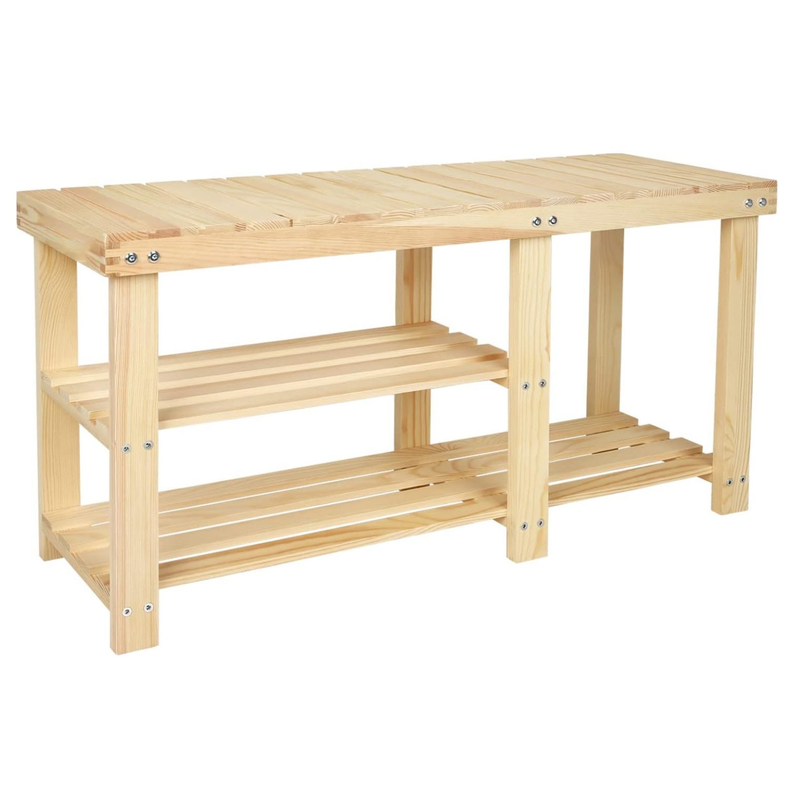 Shoe Rack Bench, 2-Tier Storage Shoe Shelf,Entryway Bench Seat with ...