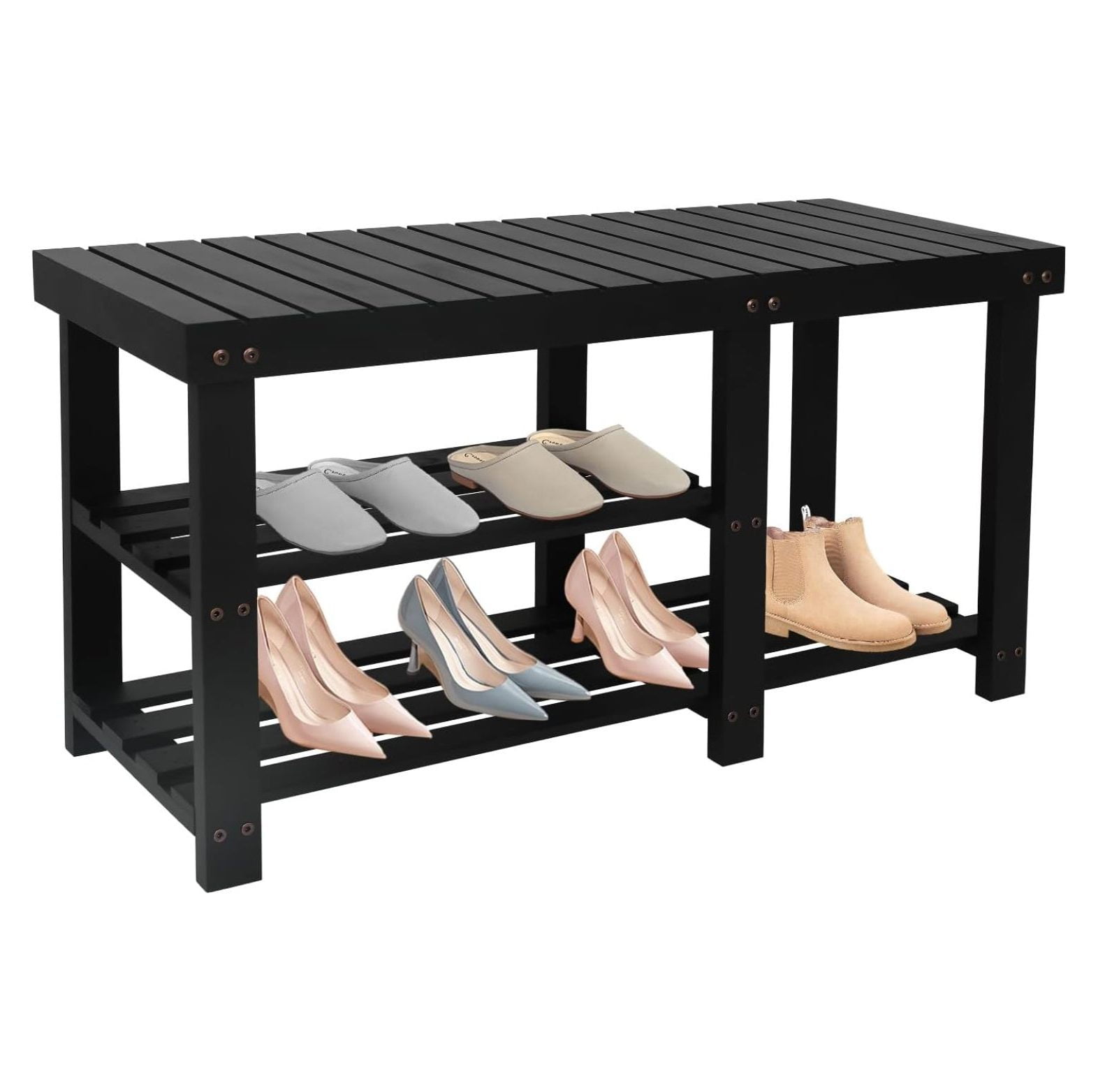Shoe Rack Bench, 3 Tier Shoe Organizer for Entryway Storage, Small ...