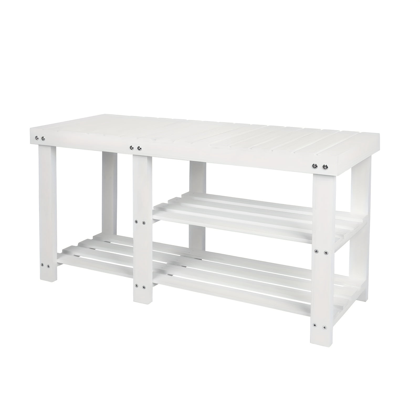 Shoe Rack Bench, 3-Tier Wood Shoe Bench With Boot Organizer, Free ...