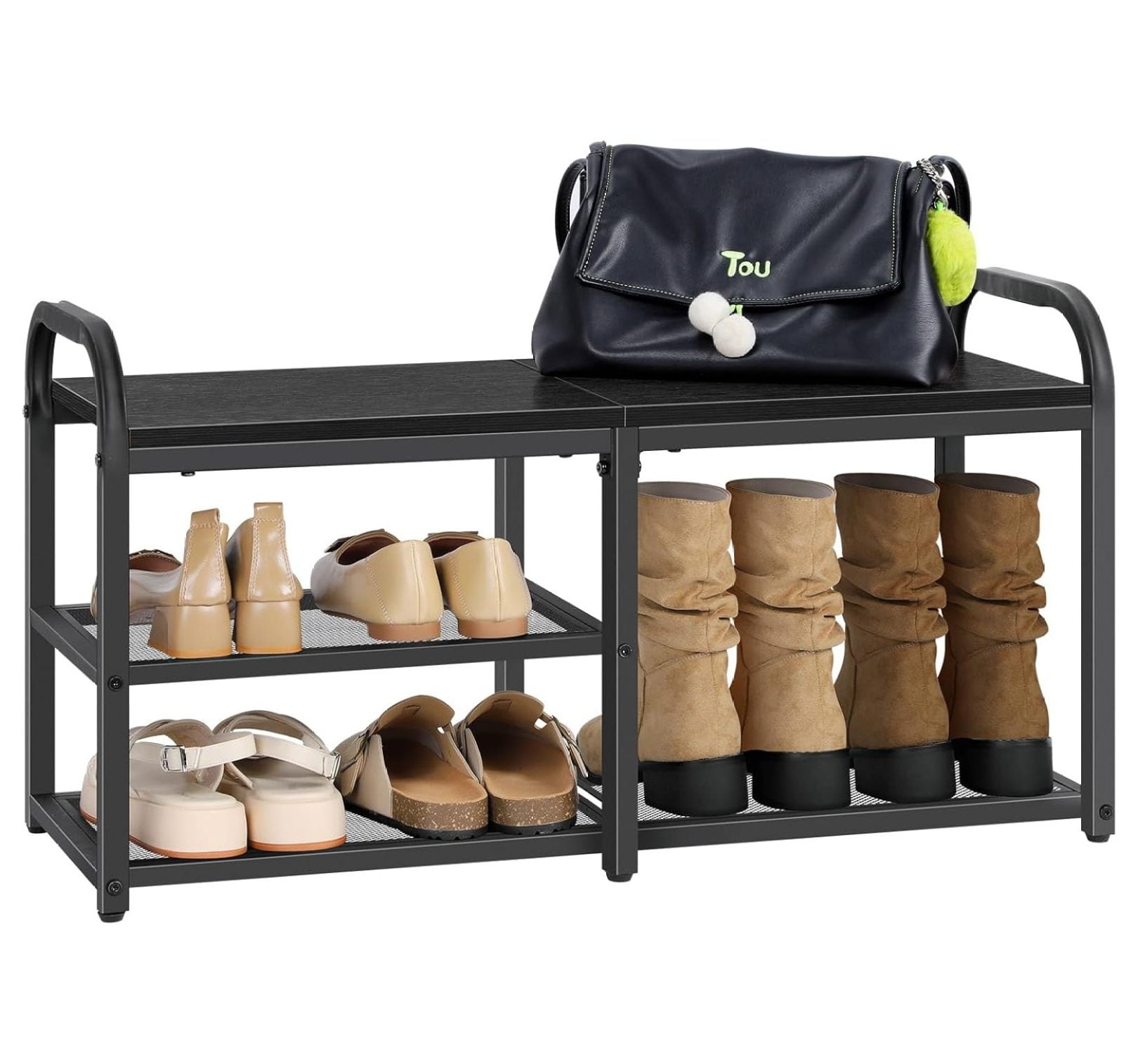 Shoe Rack Bench for Entryway, Industrial Shoe Storage Bench, Entryway ...