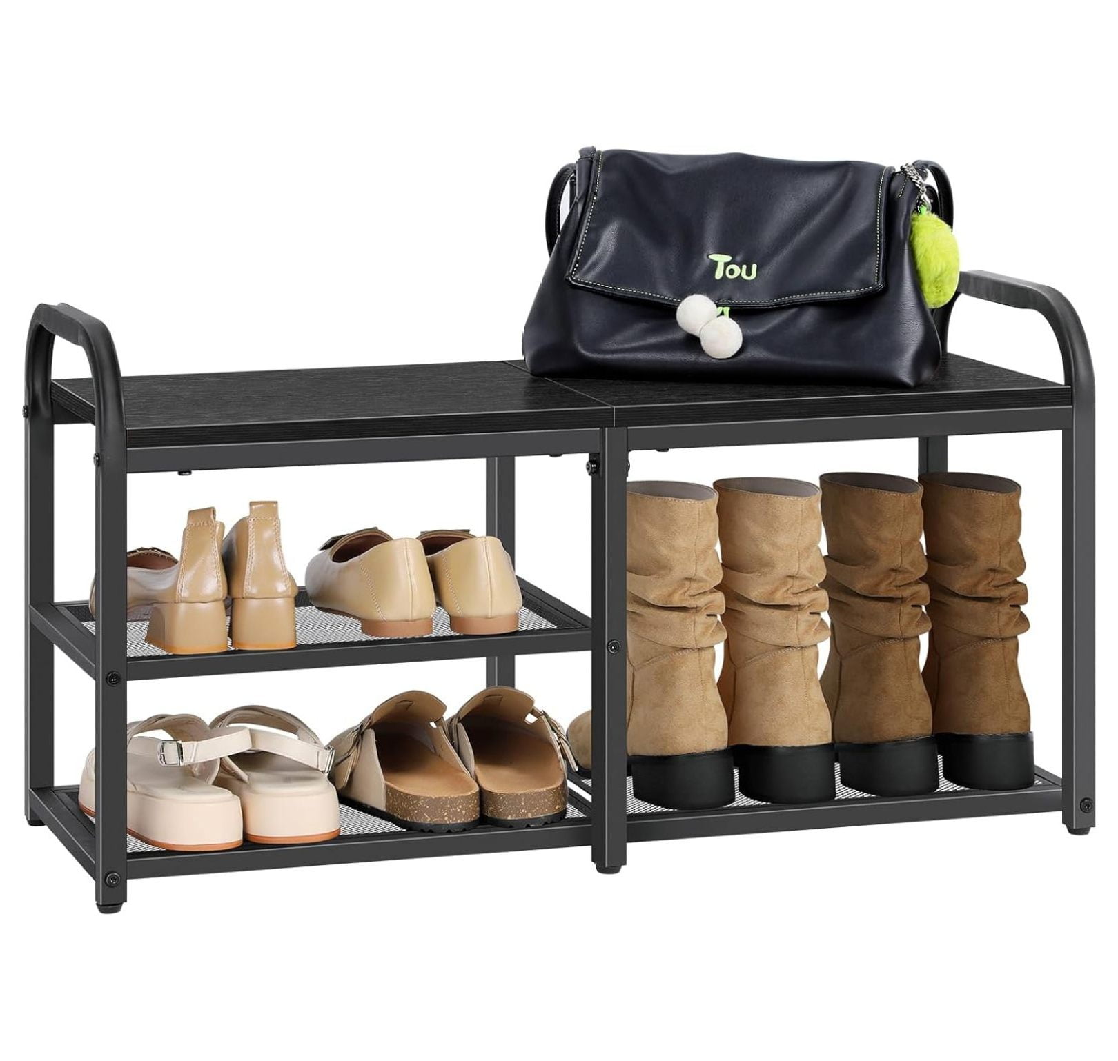 Shoe Rack Bench for Entryway, Industrial Shoe Storage Bench, Entryway ...