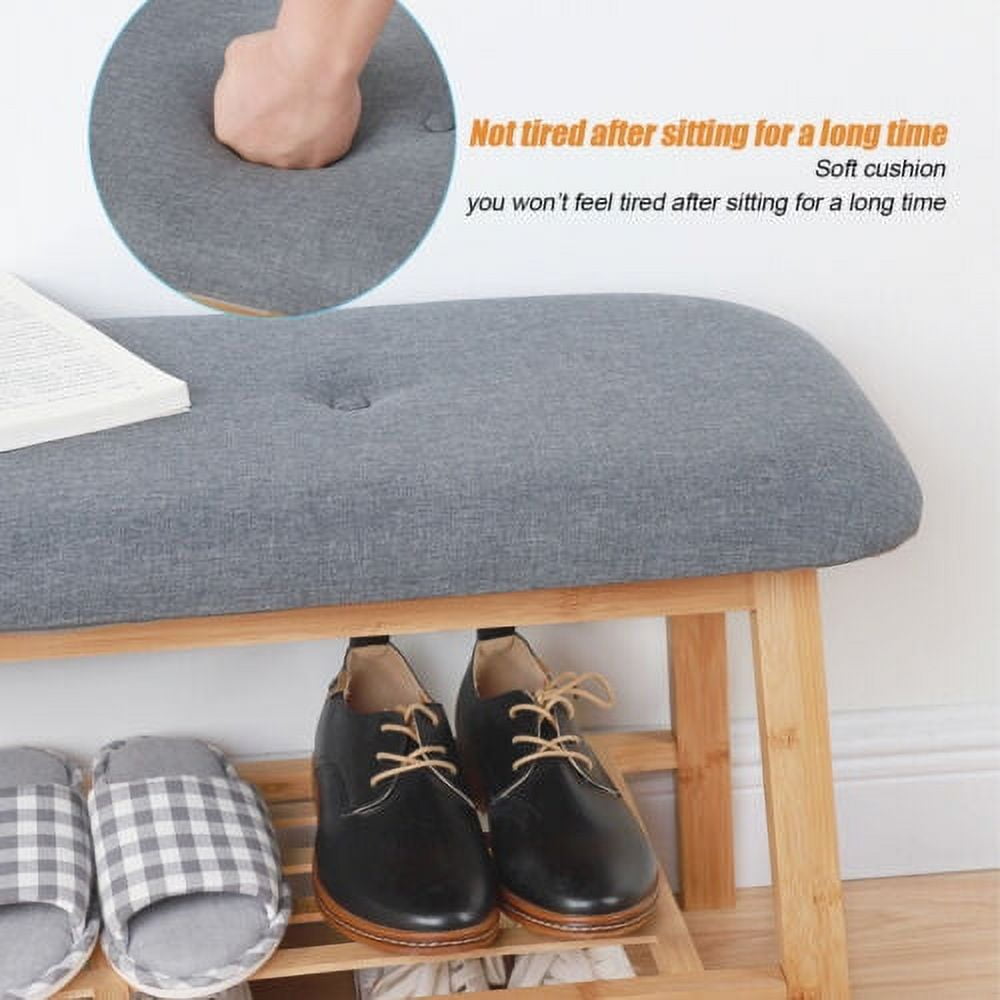 Shoe Rack Bench Good Load Bearing with Padded Cushion Seat Storage ...