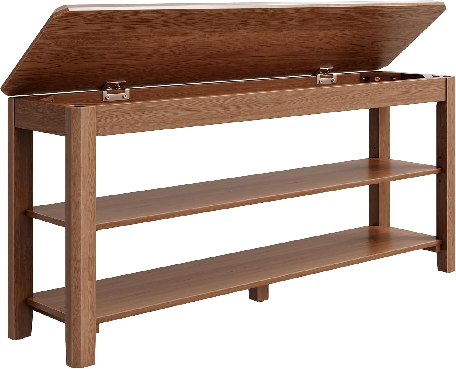 Shoe Rack Bench Seat Rubberwood 3-Tier Wooden Storage Bench 550lbs ...