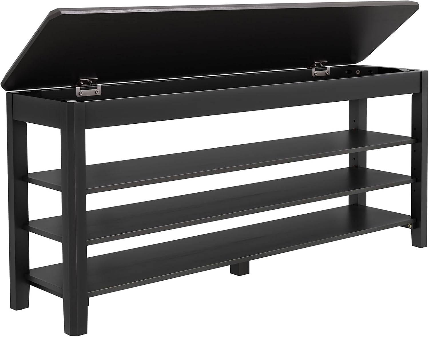 Shoe Rack Bench Seat Rubberwood 3-Tier Wooden Storage Bench 550lbs ...