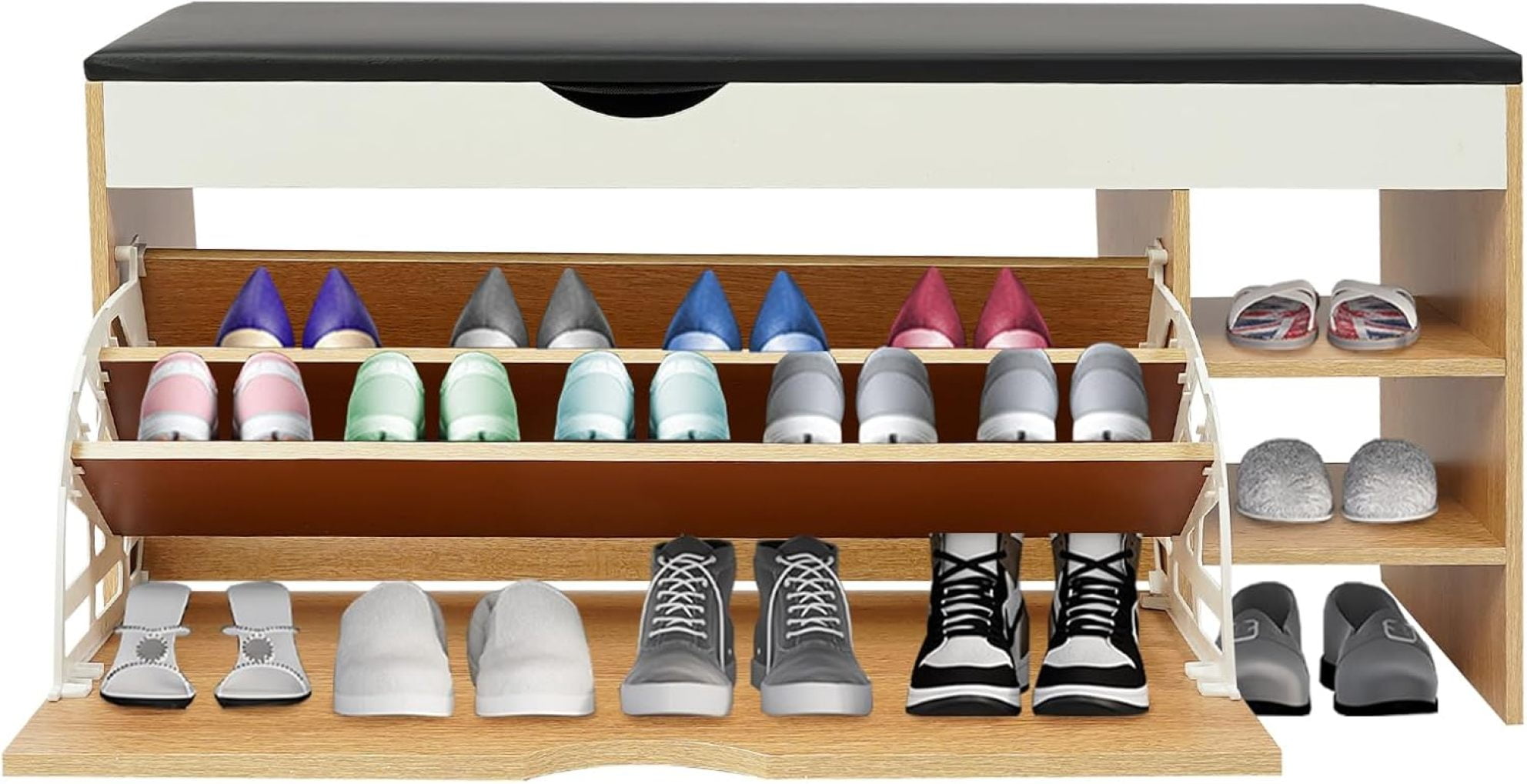 Shoe Rack Bench, Shoe Storage Bench with Seat, Shoe Bench for Entrance ...