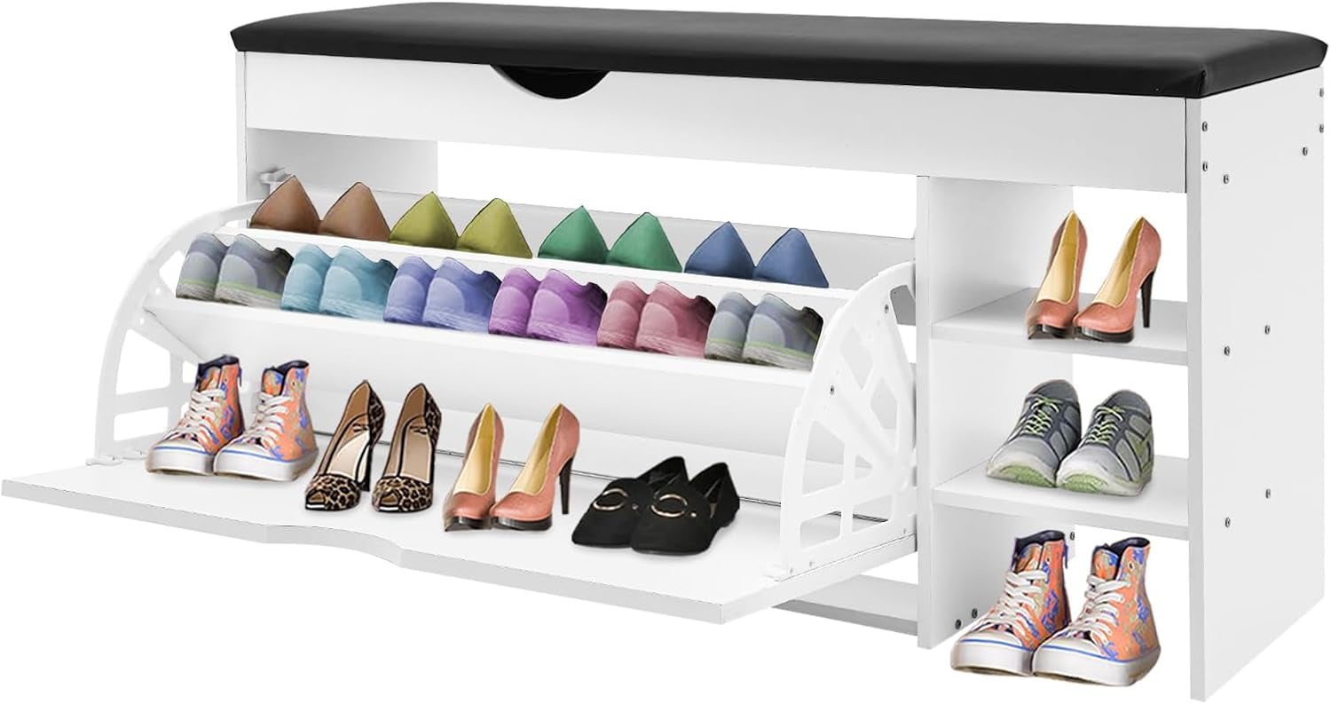 Shoe Rack Bench, Shoe Storage Bench with Seat, Shoe Bench for Entrance ...