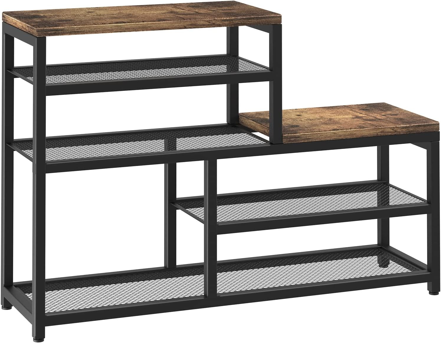 Shoe Rack Bench Shoe Storage Organizer with Seat, 5-Tier Industrial ...