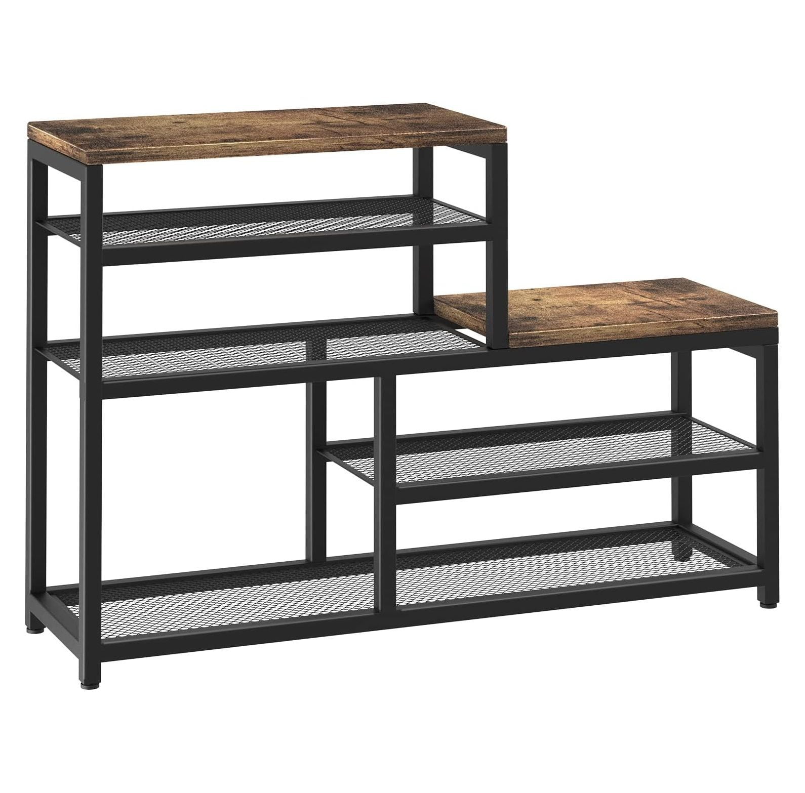 Shoe Rack Bench Shoe Storage Organizer with Seat, 5-Tier Industrial ...
