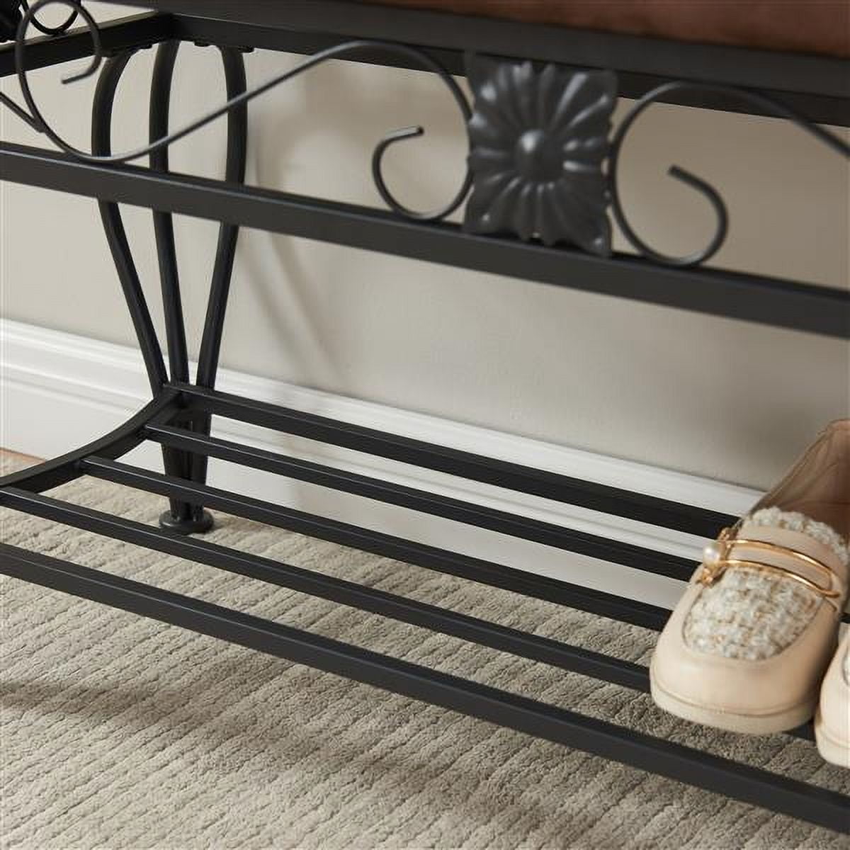 Shoe Rack Bench for Entryway Industrial Rustic Shoe Rack Upholstered ...