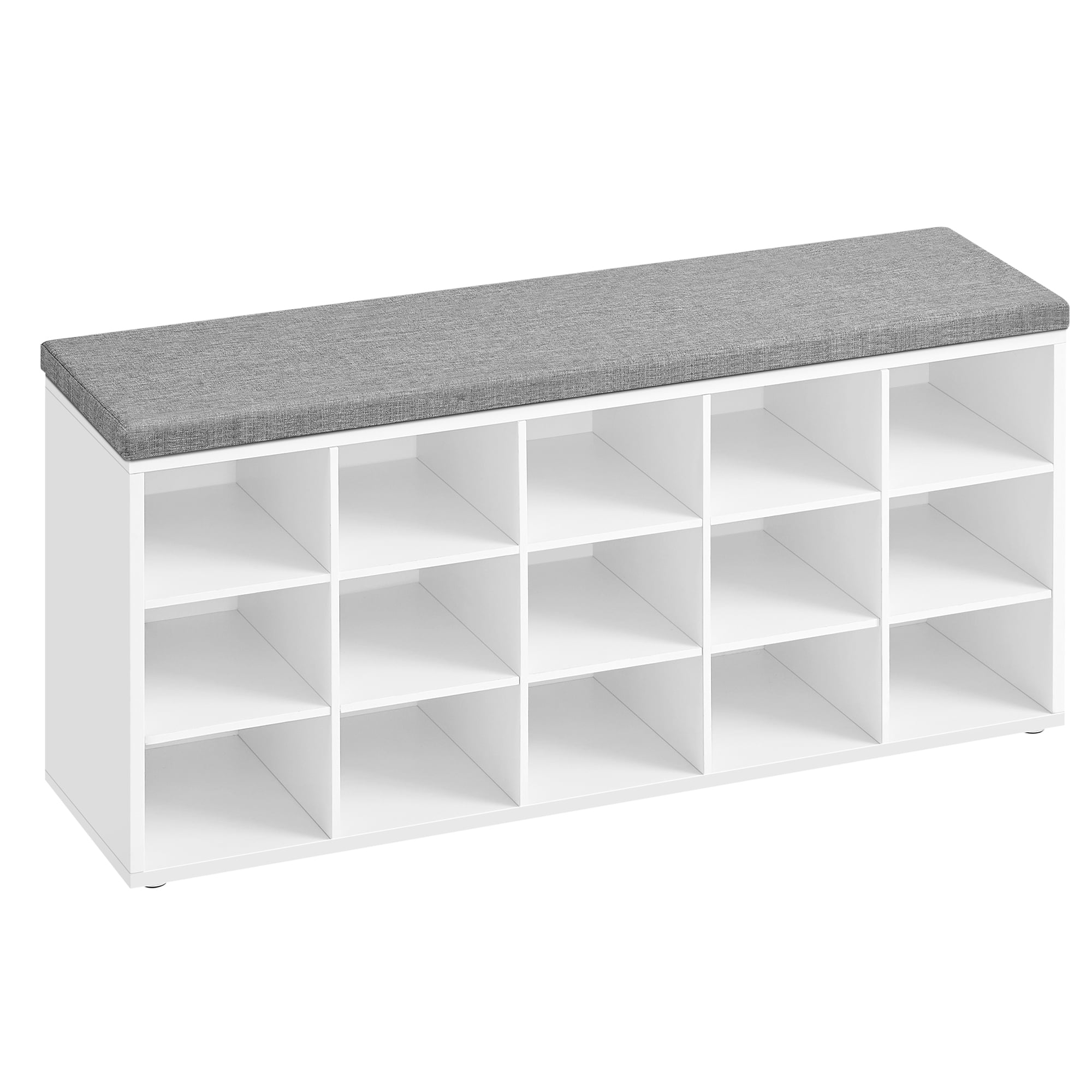 Vasagle Shoe Rack Bench, 15 Compartments, Shoe Bench with Cushion ...