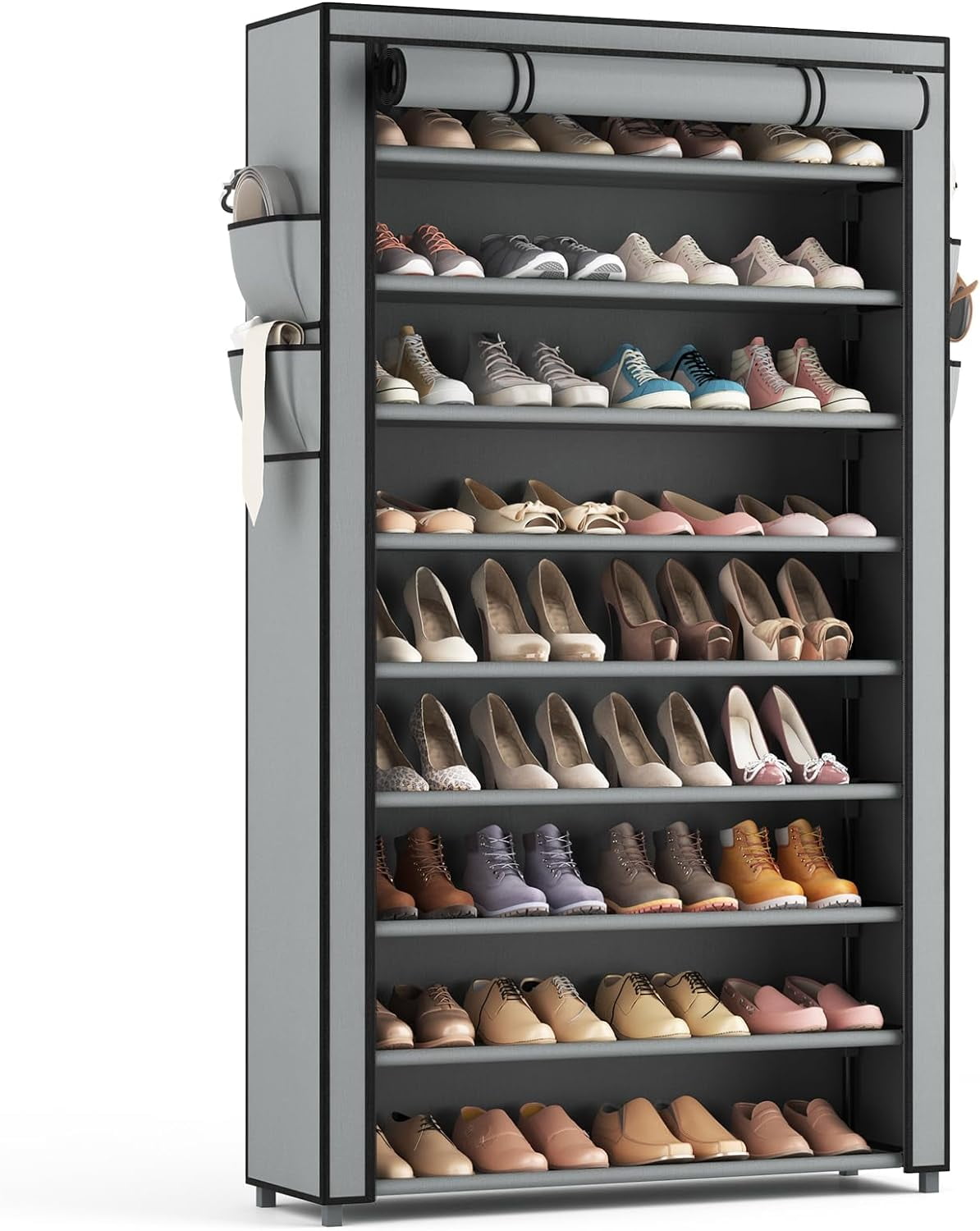 Shoe Rack with Covers 10 Tier Tall Shoe Rack Organizer Large Capacity ...