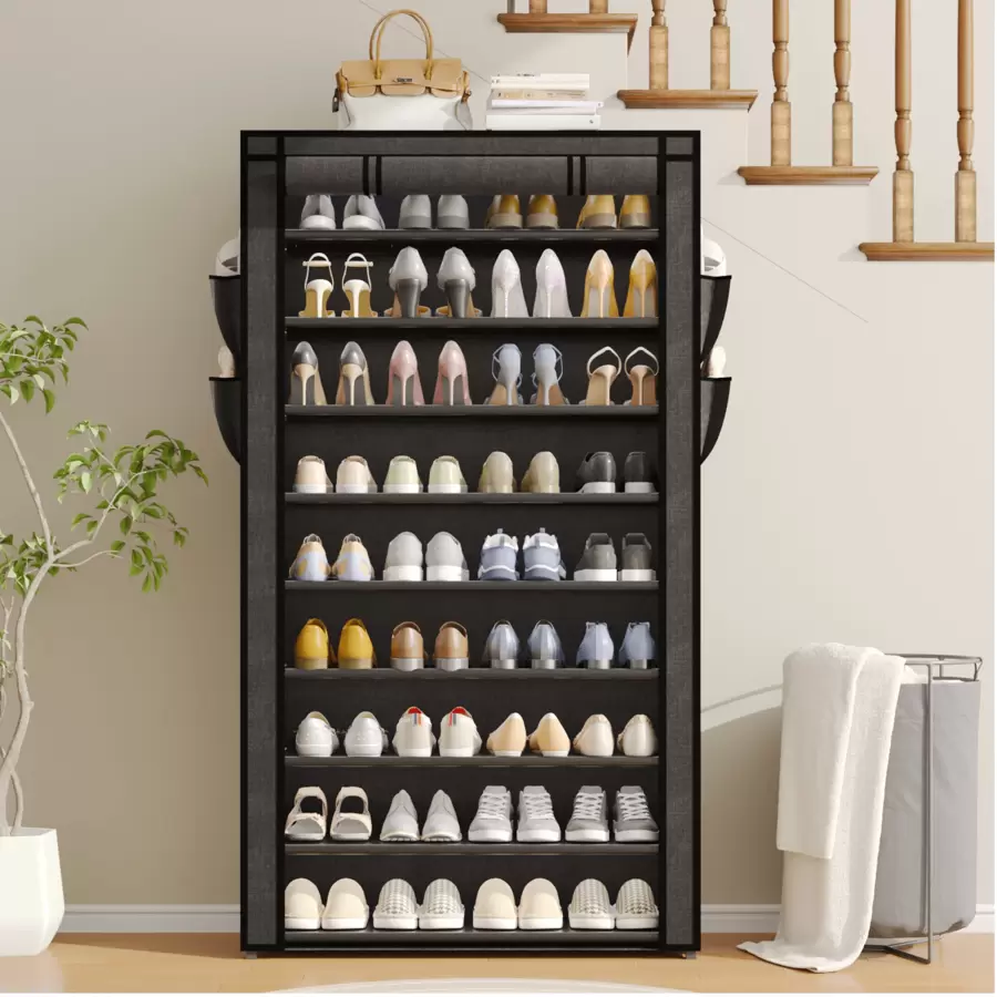 Shoe Rack With Covers - 10 Tiers Tall Shoe Rack Organizer Large ...