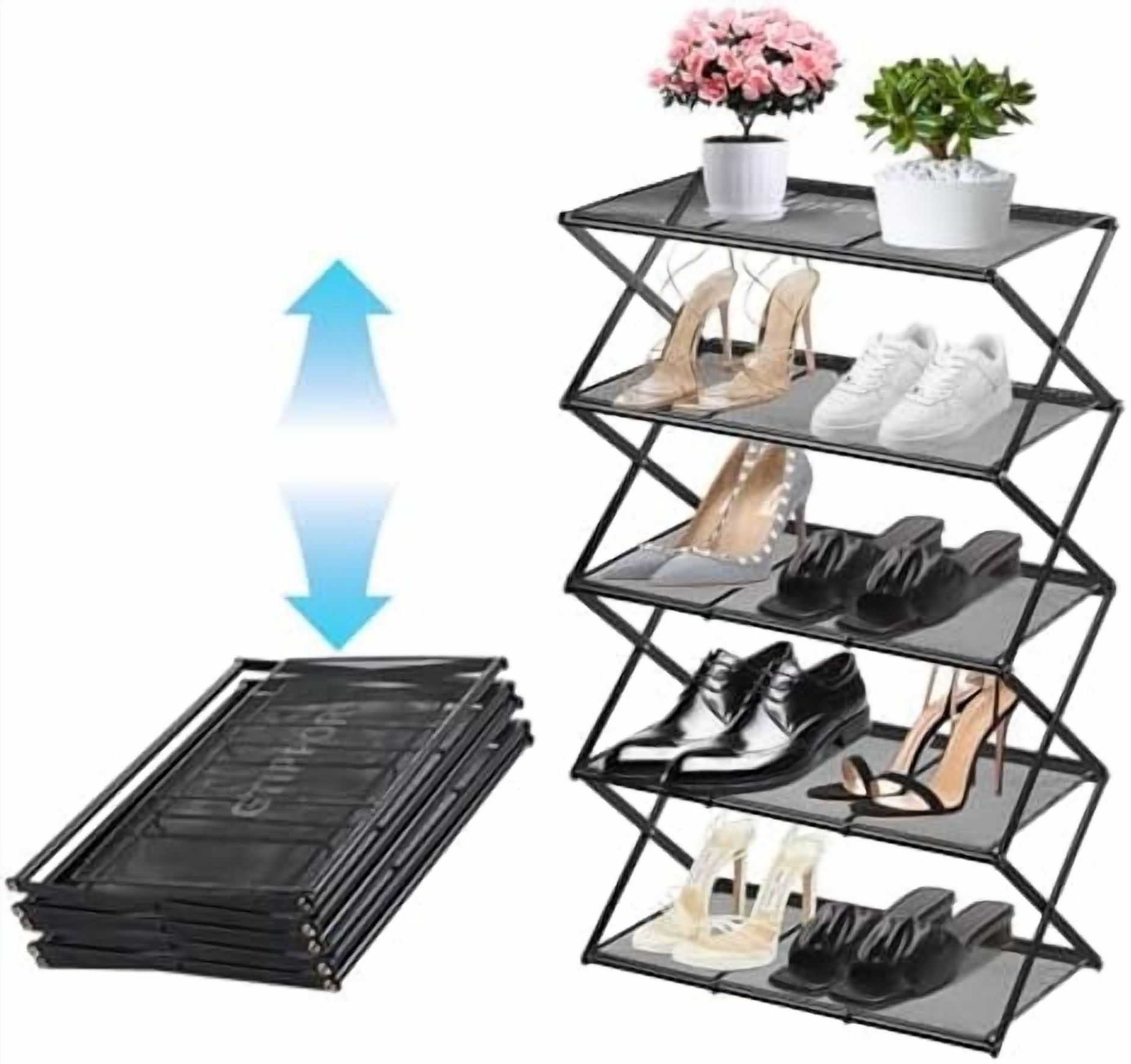 Shoe Rack for Entryway 5 Tier Foldable Shoe Rack Without Assembly ...