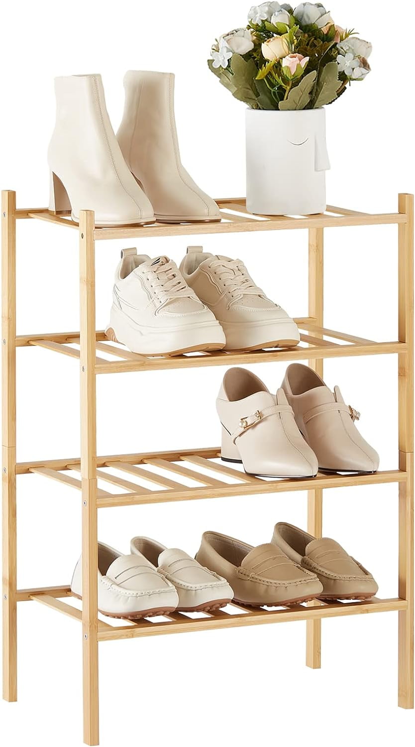 Shoe Rack for Entryway Closet 4 Tier Narrow Shoe Rack Stackable ...