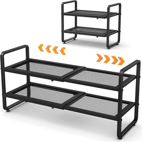 Shoe Rack - Expandable Shoe Organizer, Adjustable Metal Shoe Shelf ...
