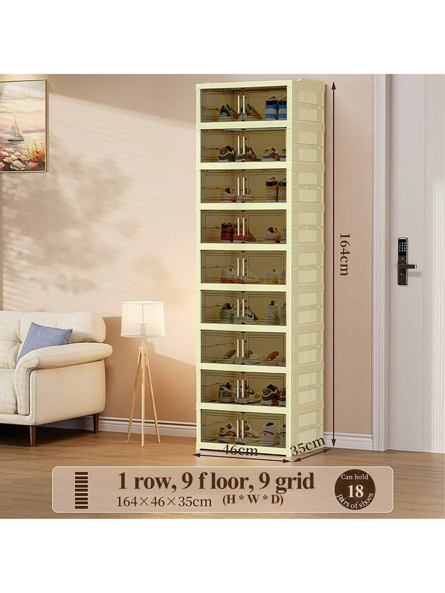 Shoe Rack, Foldable Shoe Organizer With Easy Pull & Lock Design, PP ...