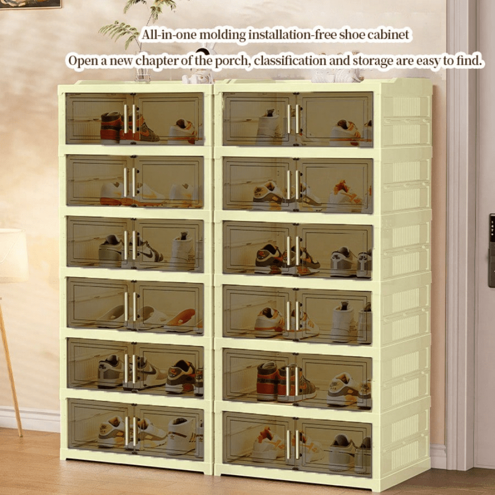 Shoe Rack, Foldable Shoe Organizer With Easy Pull & Lock Design, PP ...