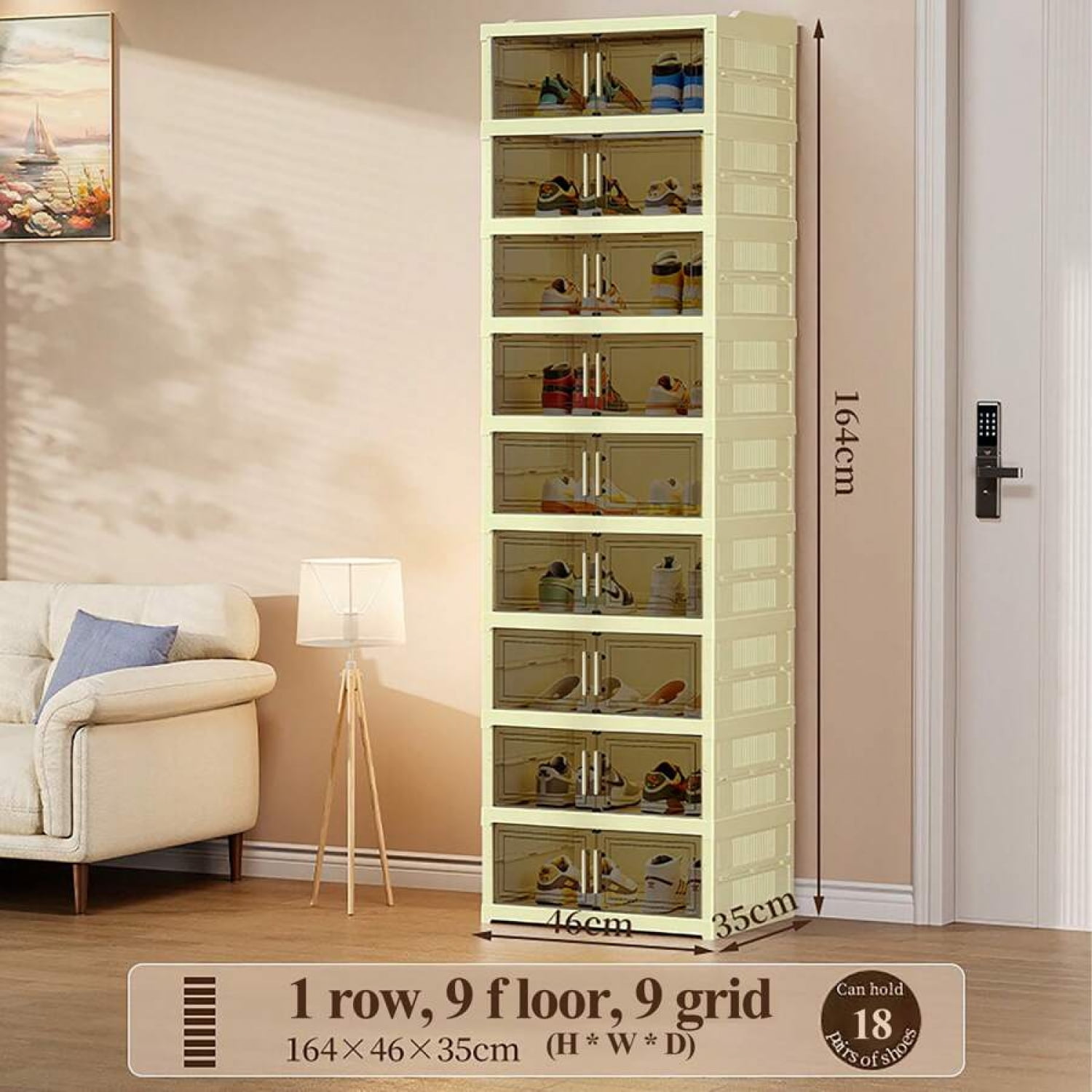 Shoe Rack, Foldable Shoe Organizer With Easy Pull & Lock Design, PP ...