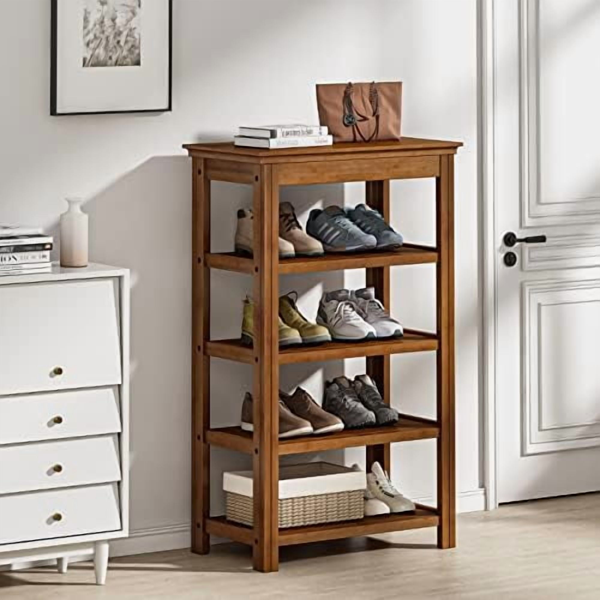 Shoe Rack for Front Door Entrance Bamboo Shoe Organizer Free Standing ...