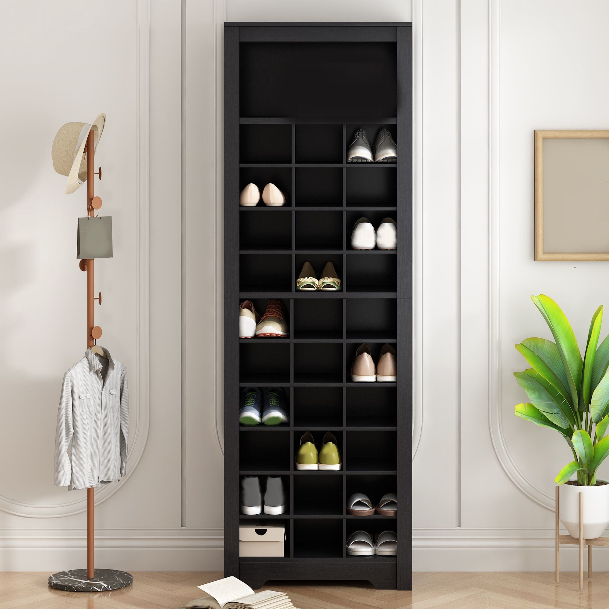 Shoe Rack Large Capacity Free Standing Tall Shoe Cabinet with 30 ...