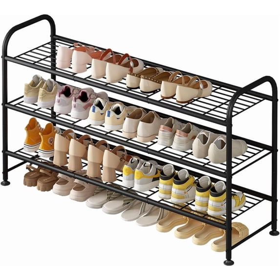 Shoe Rack Long 3 Tier Metal Shoe Organizer Metal Wide Shoe Shelf for ...