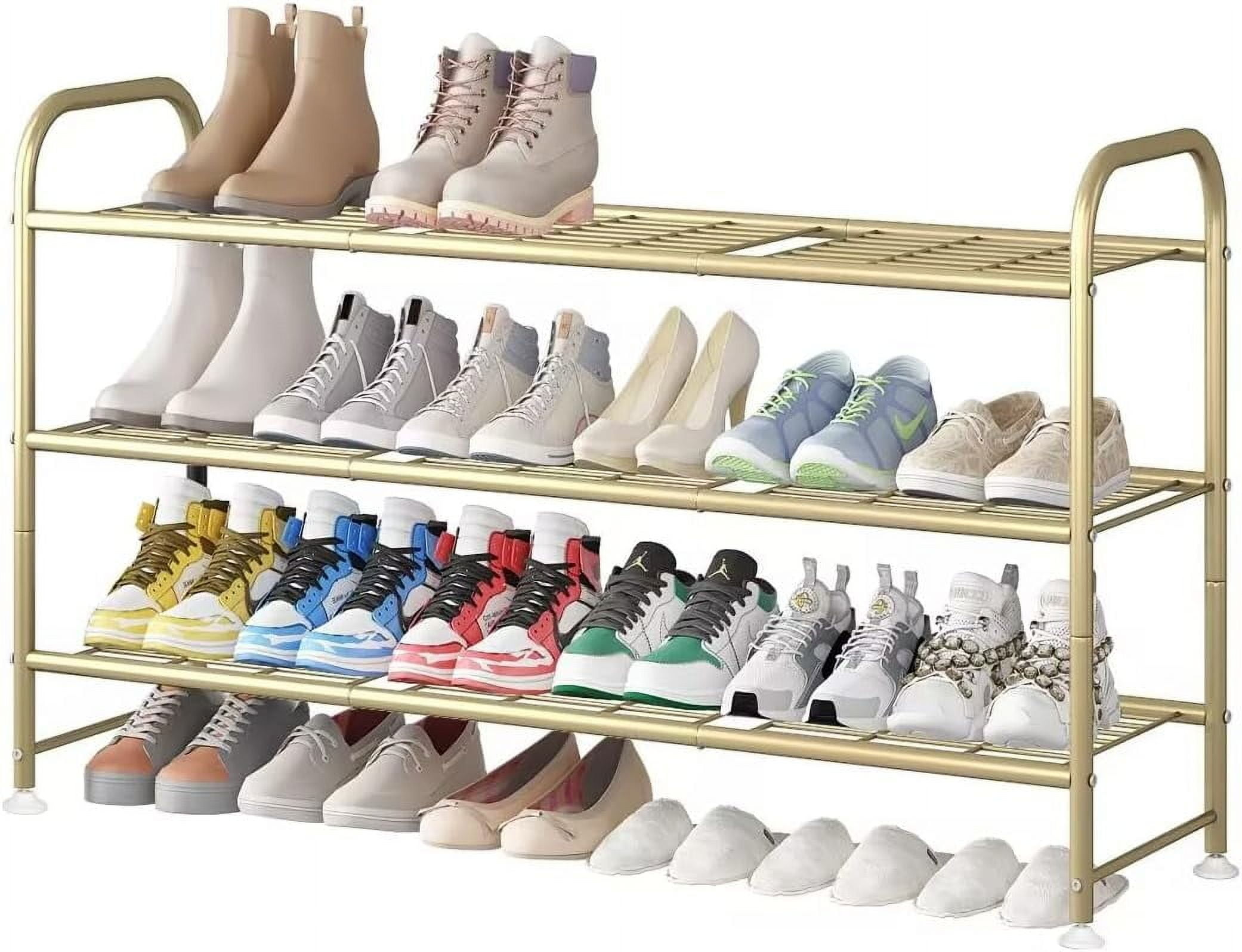 Shoe Rack Long 3 Tier Shoe Storage Organizer Metal Wide Shoe Shelf for ...