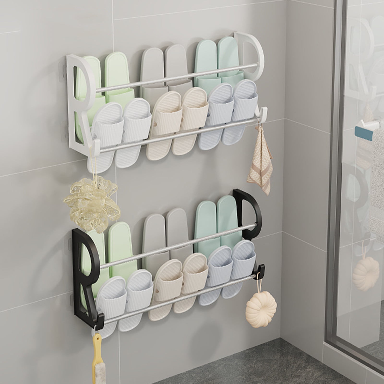 Shoe Rack,Long Metal Shoe Rack,Wall Mounted Shoe Rack Bathroom Wall ...
