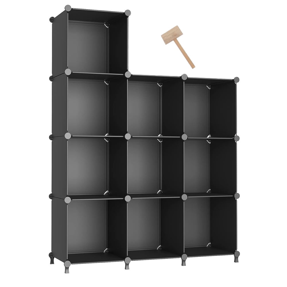 Shoe Rack Organizer with 10 Cubes, DIY Plastic Shoe Storage Cabinet for ...