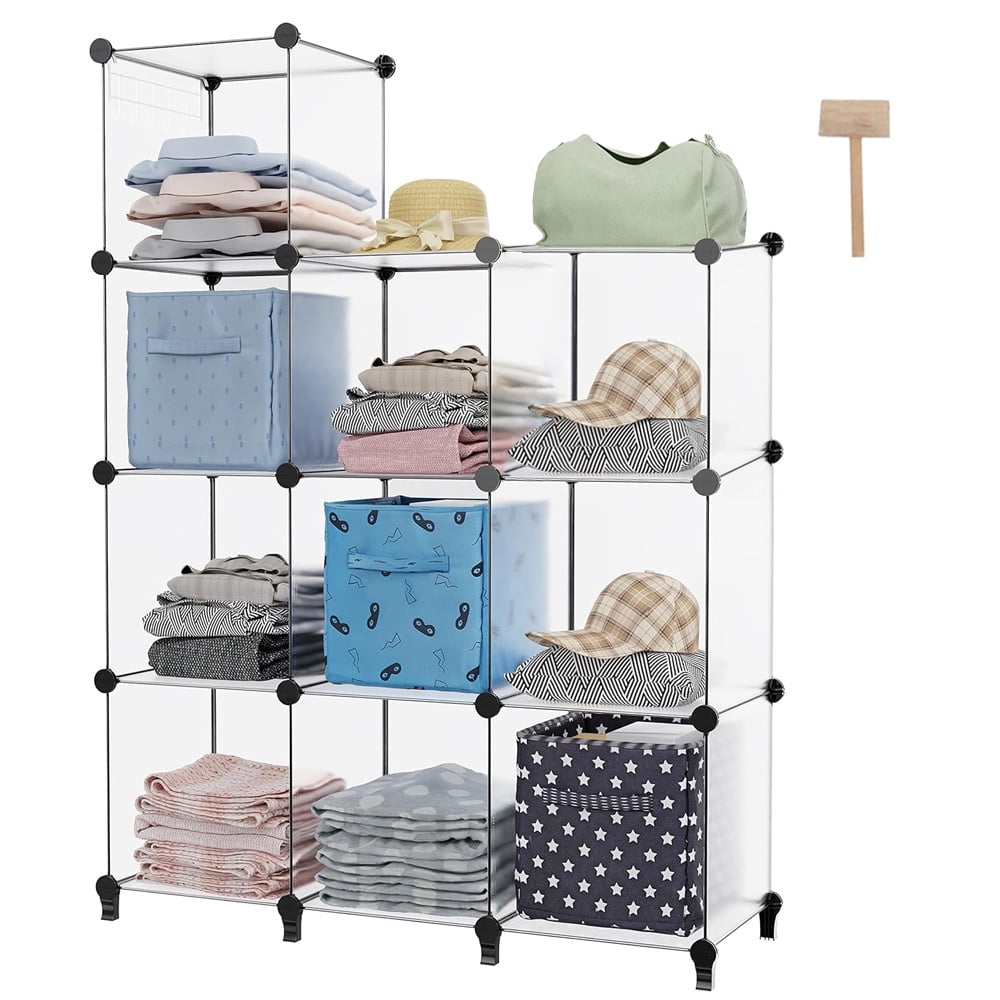 Shoe Rack Organizer with 10 Cubes, DIY Plastic Shoe Storage Cabinet for ...