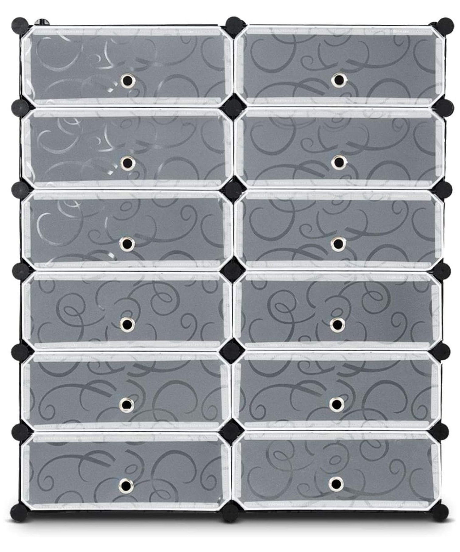 Shoe Rack Organizer, 12-Cube Modular Plastic Shoes Storage Cabinet with ...