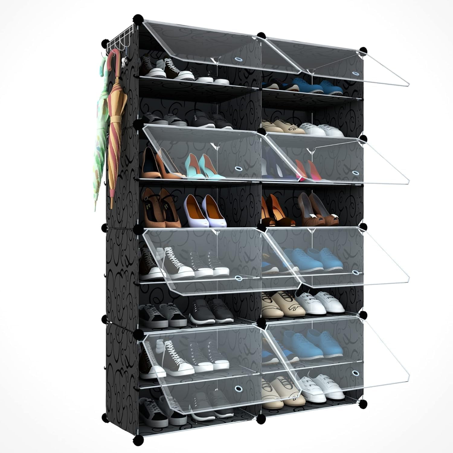 Shoe Rack Organizer, 32 Pair Shoe Storage Cabinet with Door Expandable ...