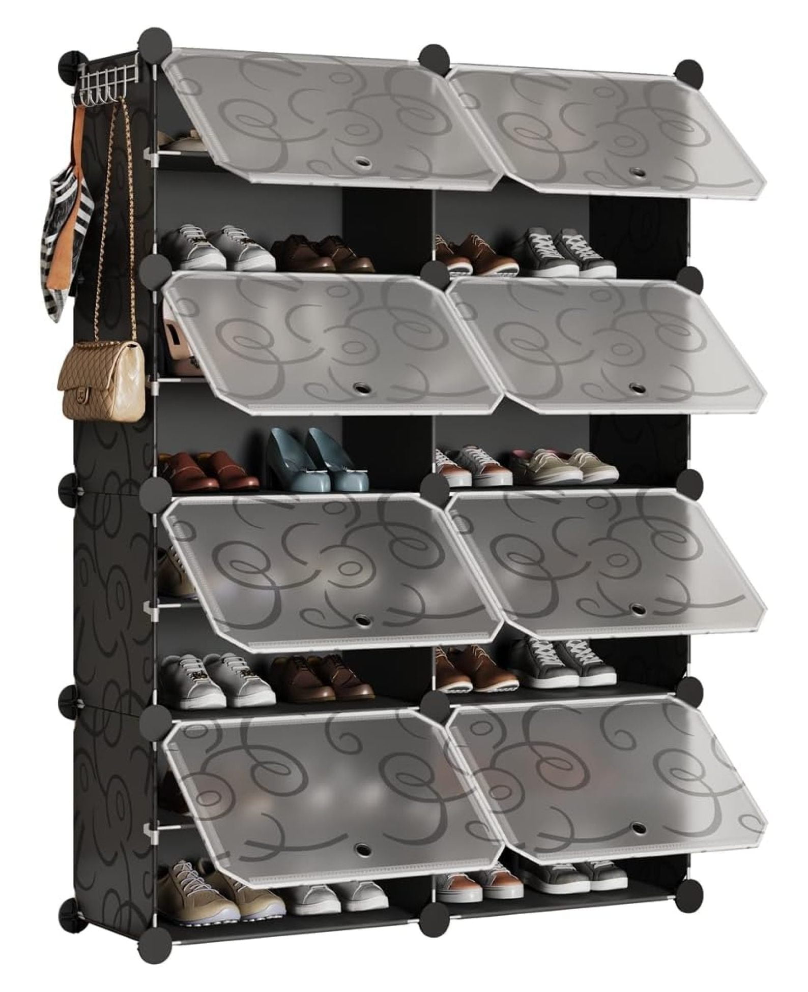 Shoe Rack Organizer 32 pairs Portable Shoe Storage Shelf Cabinet Narrow ...
