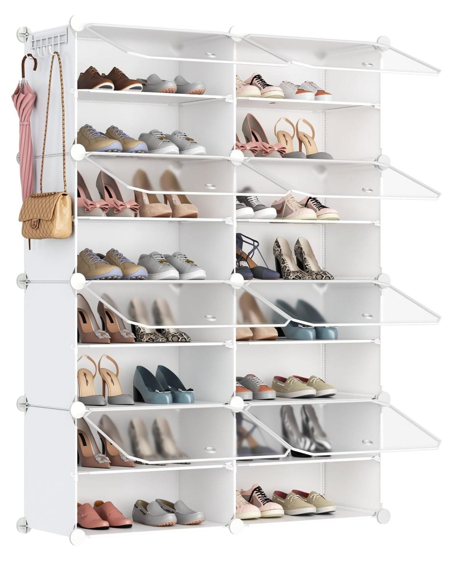 Shoe Rack Organizer 32 pairs Portable Shoe Storage Shelf Cabinet Narrow ...
