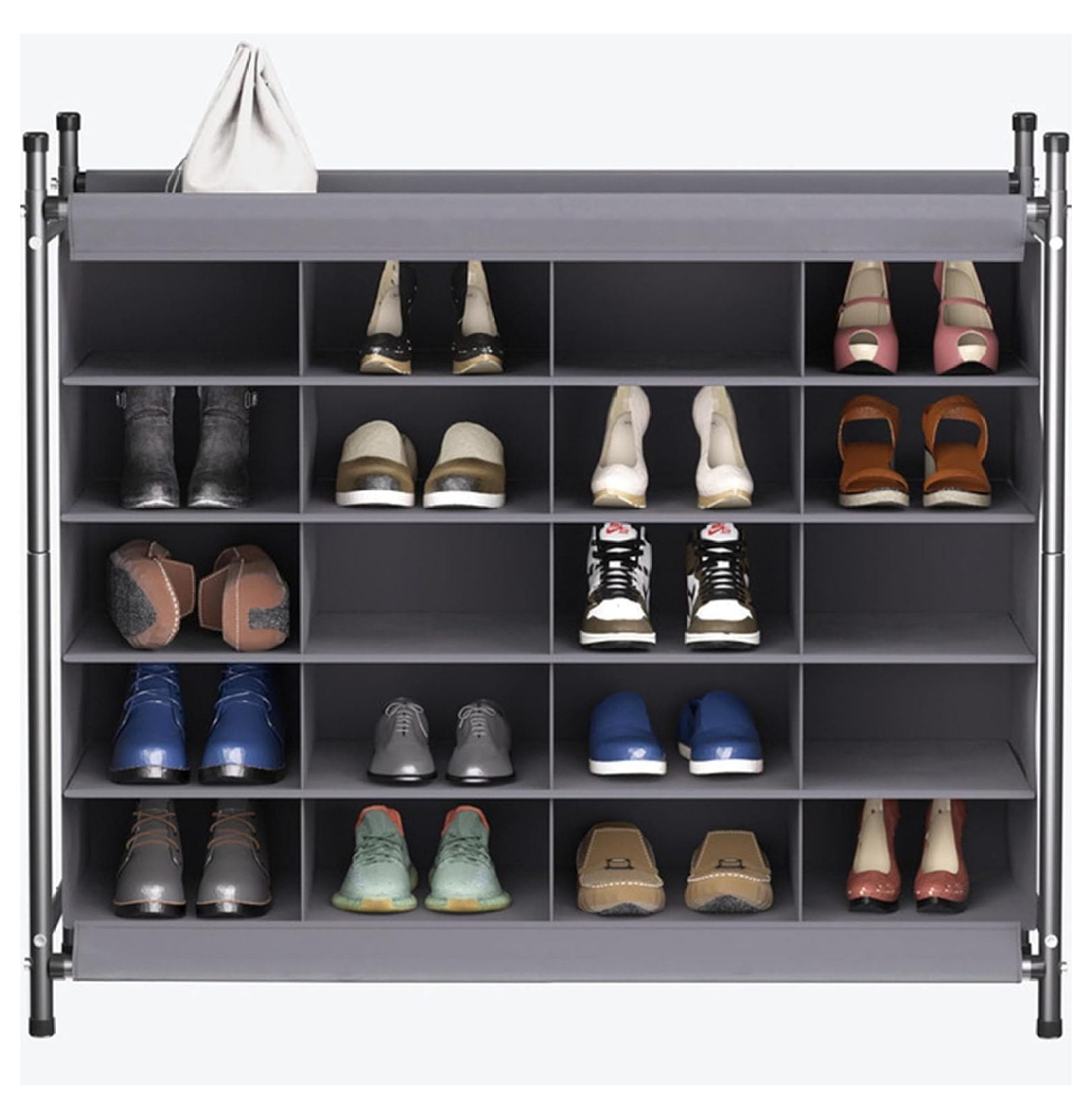 Shoe Rack Organizer, 5-Tier 20 Pairs Standing Stackable Shoe Rack Cubby ...