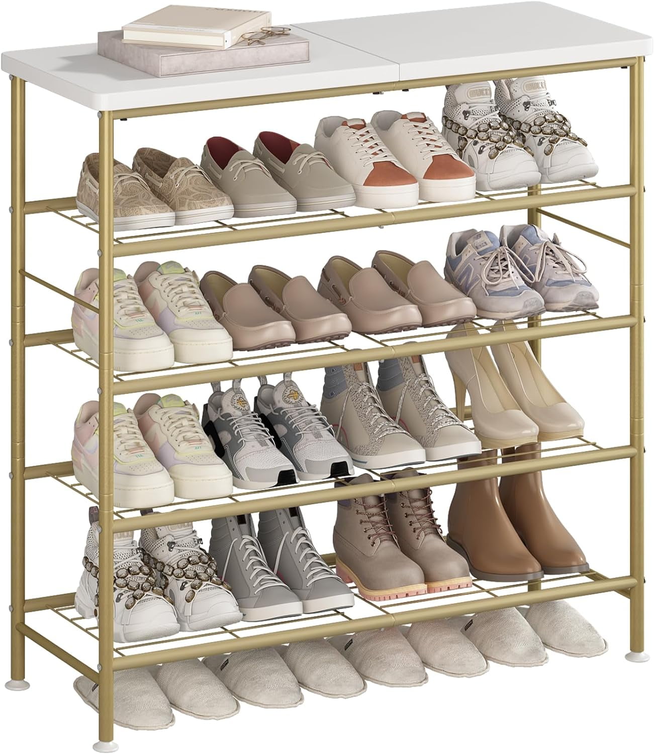 Shoe Rack Organizer 5 Tier for Closet Entryway Free Standing Metal ...