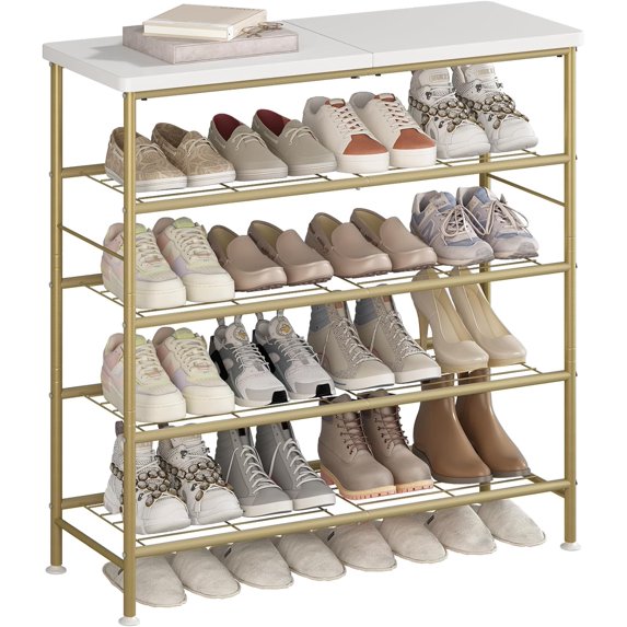 Shoe Rack Organizer 5 Tier for Closet Entryway Free Standing Metal ...
