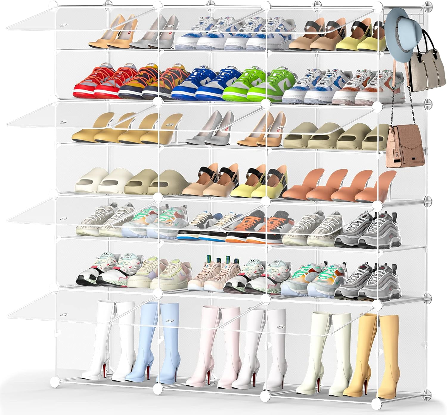Shoe Rack Organizer, 8 Tier Shoe Storage Cabinet 48 Pair Plastic Shoe ...