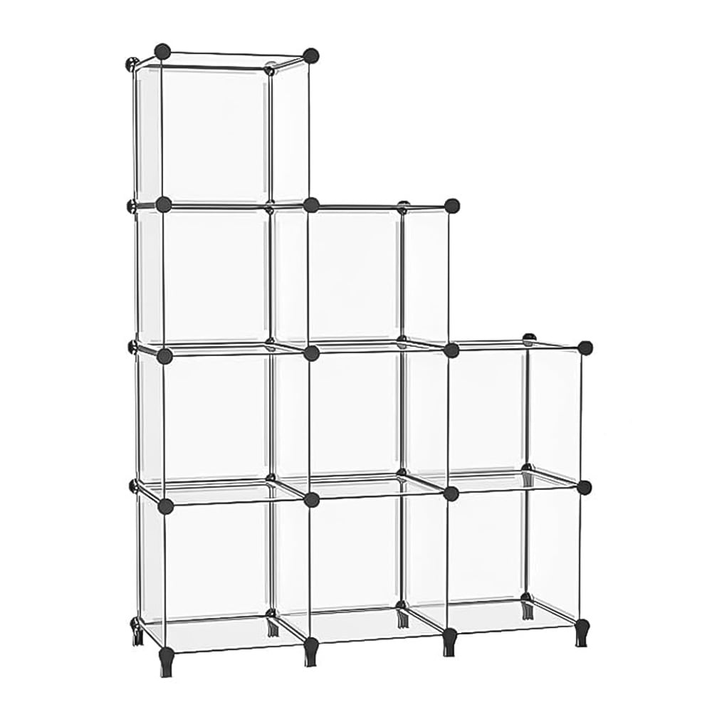 Shoe Rack Organizer with 9 Cubes, DIY Plastic Shoe Storage Cabinet for ...