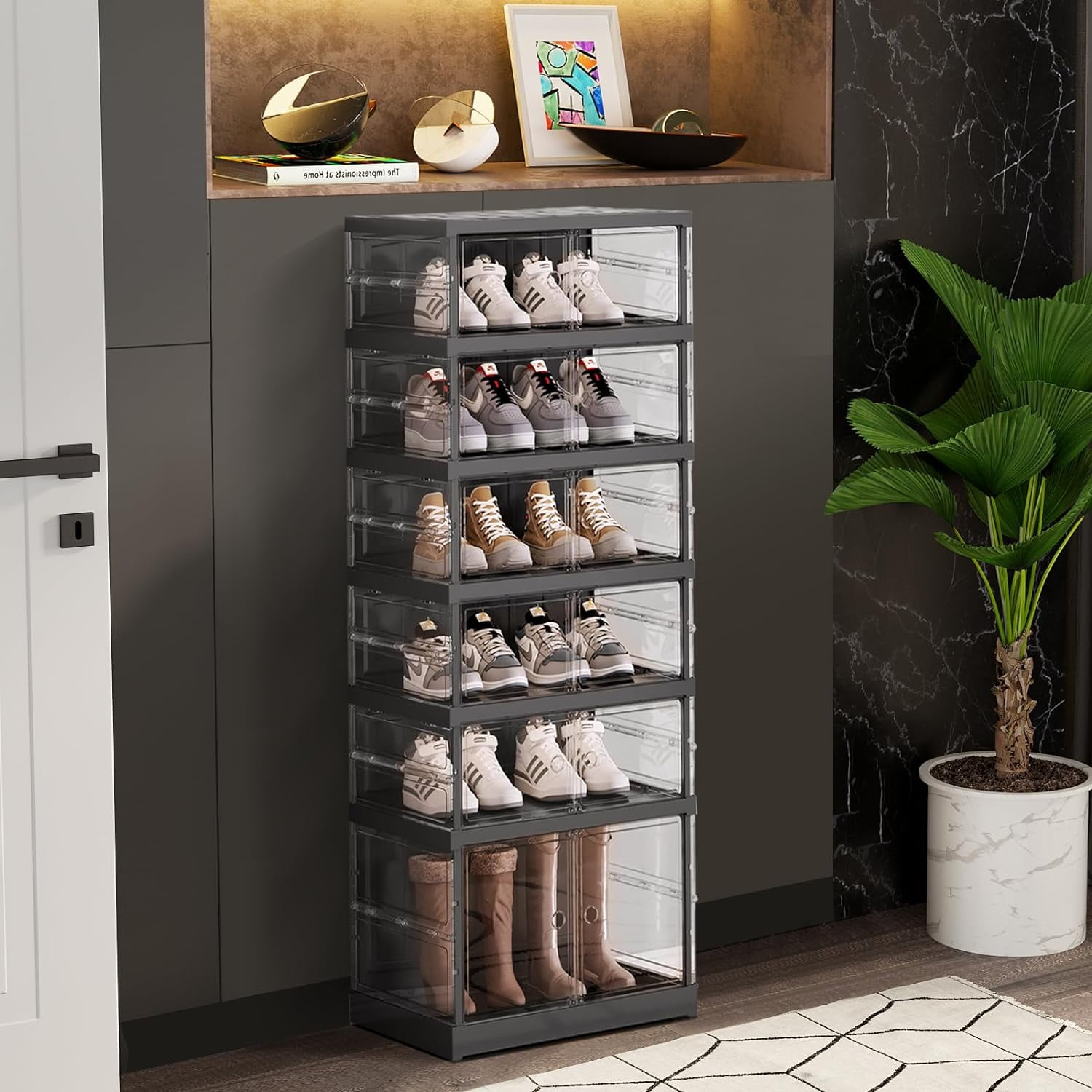Shoe Rack Organizer for Closet Entryway Foldable Sneaker Storage Shoe ...