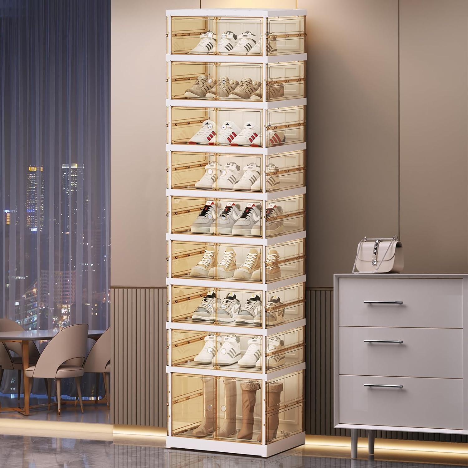 Shoe Rack Organizer for Closet Entryway Foldable Sneaker Storage Shoe ...