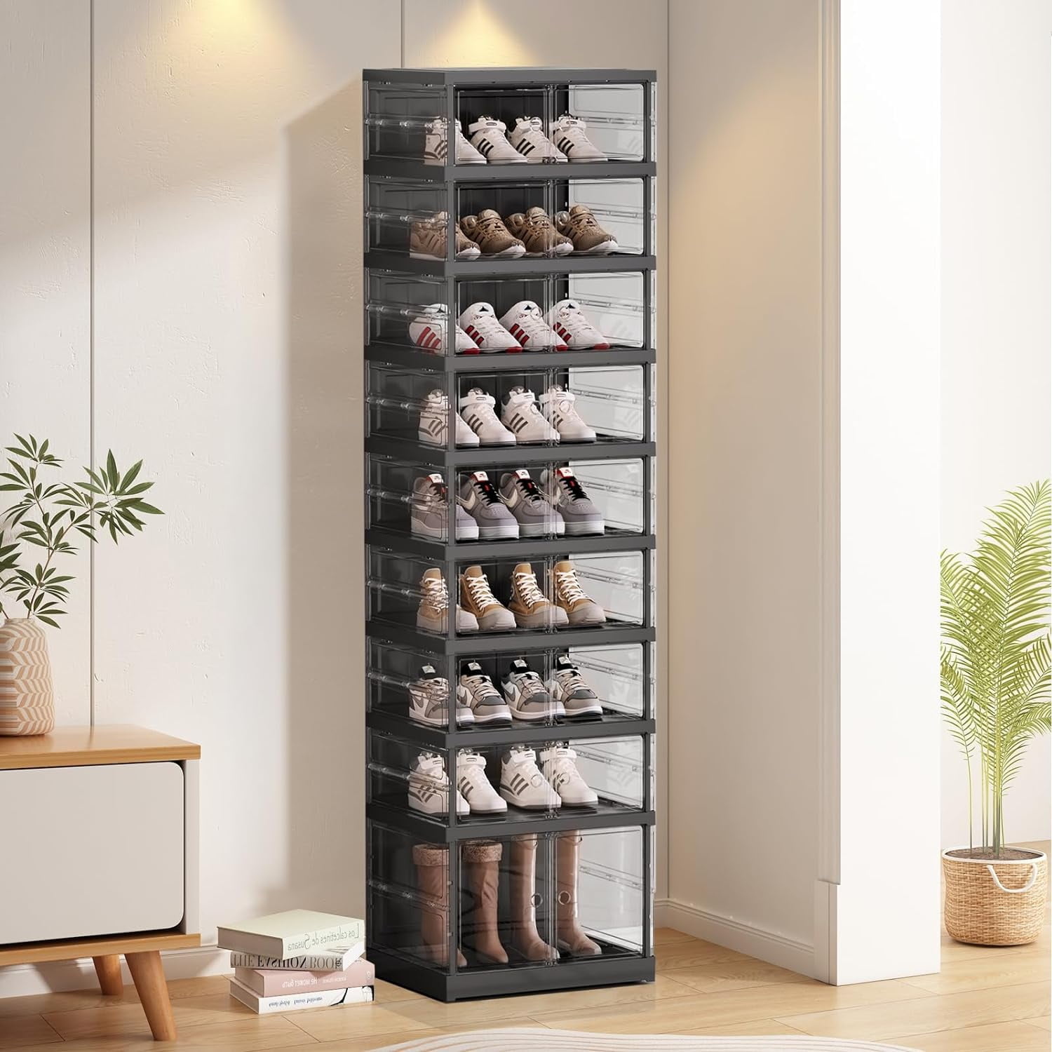 Shoe Rack Organizer for Closet Entryway Foldable Sneaker Storage Shoe ...