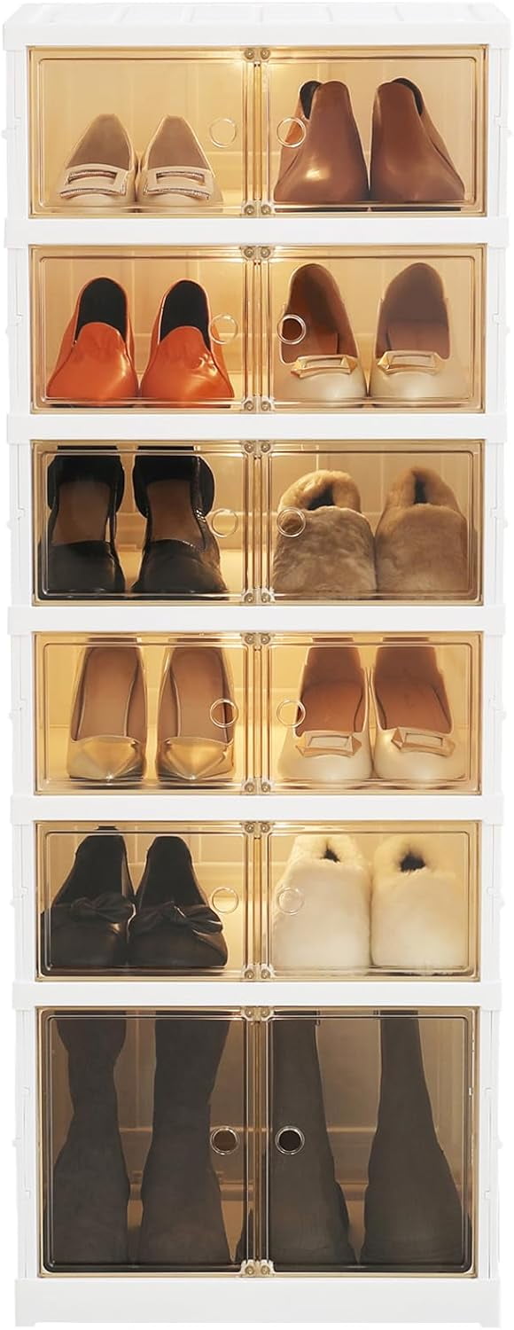 Shoe Rack Organizer Foldable Shoe Rack for Entryway Plastic 6 Tier with ...