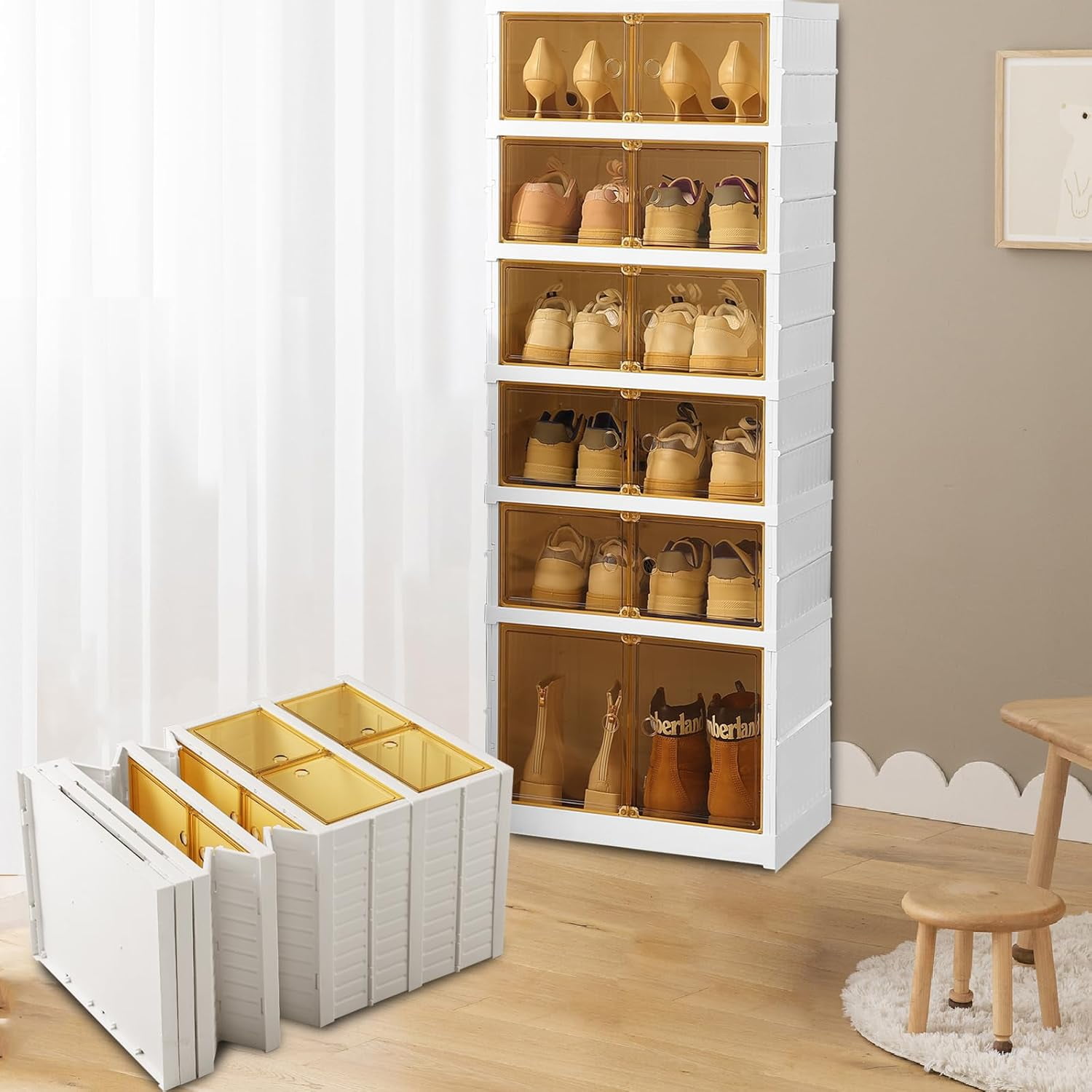 Shoe Rack Organizer, Stackable Sneaker Storage Shoe Cabinet with ...