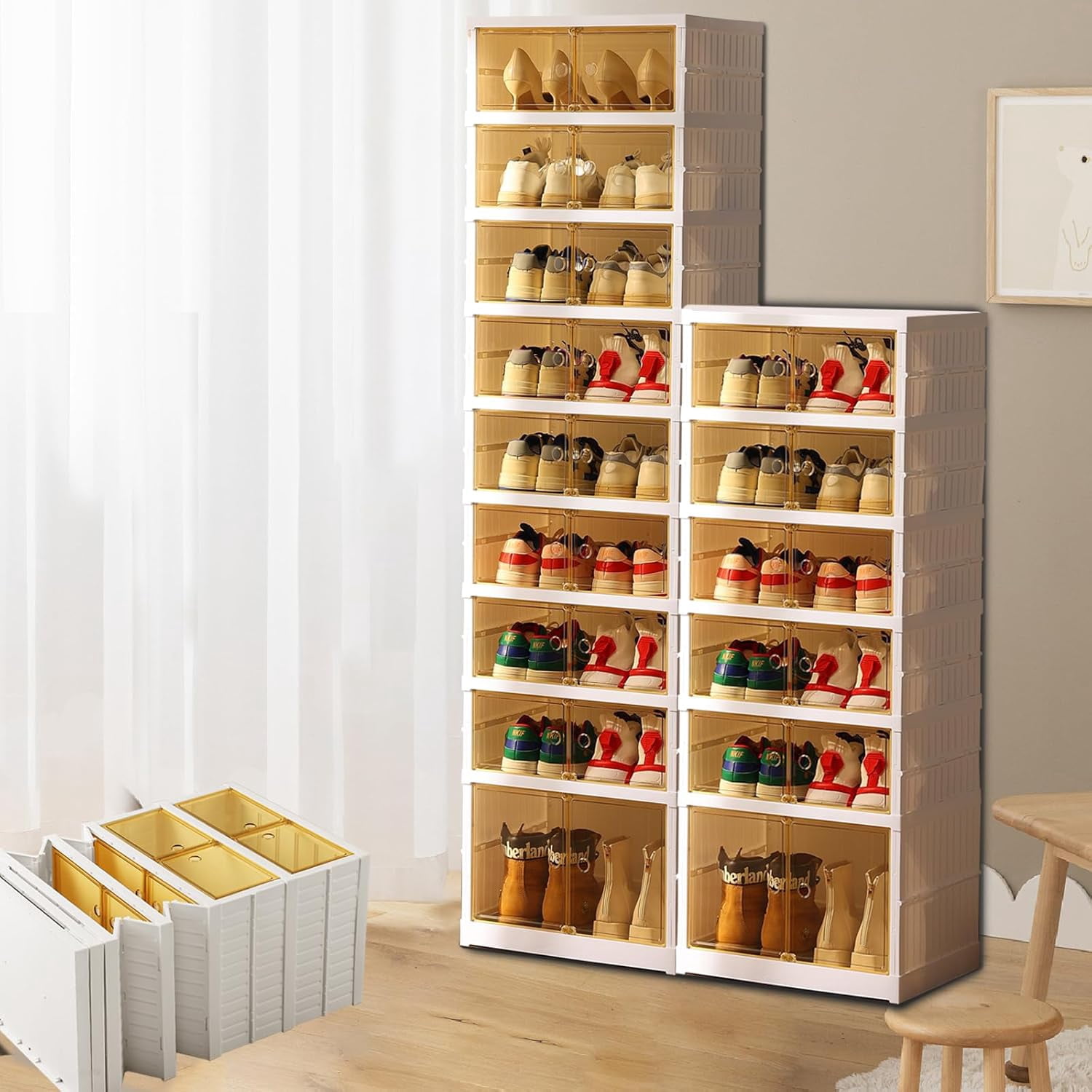 Shoe Rack Organizer, Stackable Sneaker Storage Shoe Cabinet with ...