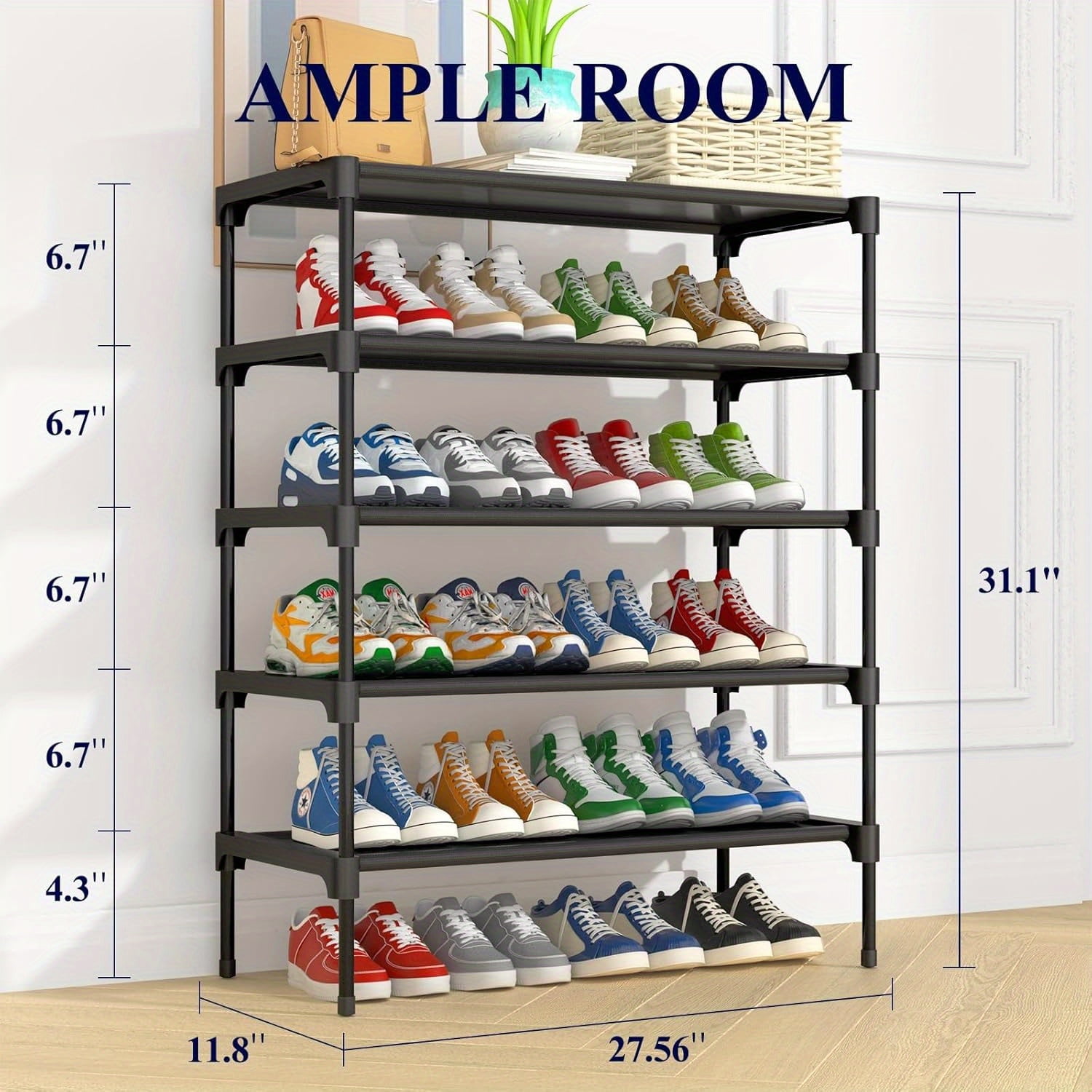 Shoe Rack - Premium Non-Woven Shoe Rack Shelf, Shoe Organizer for ...