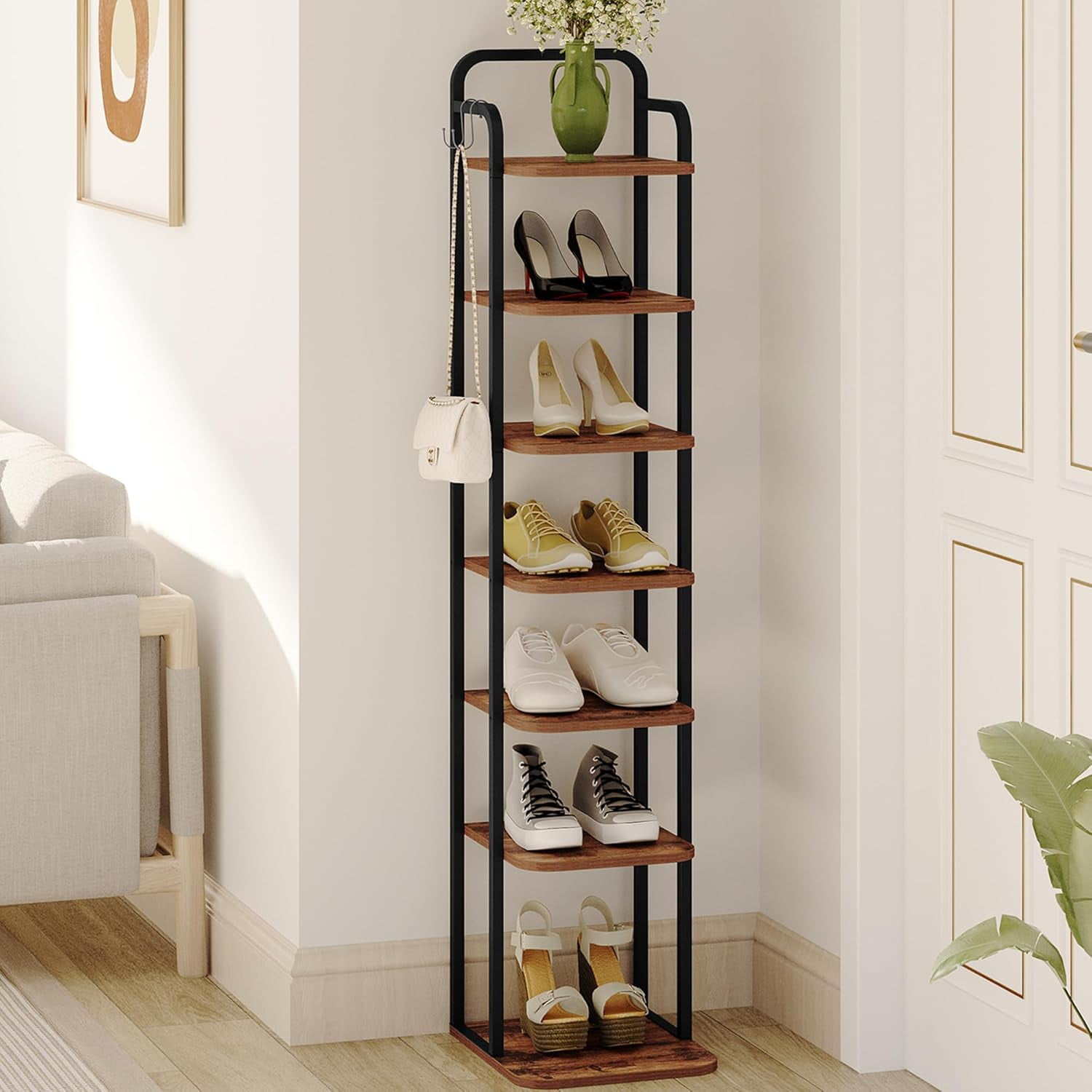 Shoe Rack, Shoe Shelves, Wood Shoe Organizer for Closet, Entryway, Shoe ...
