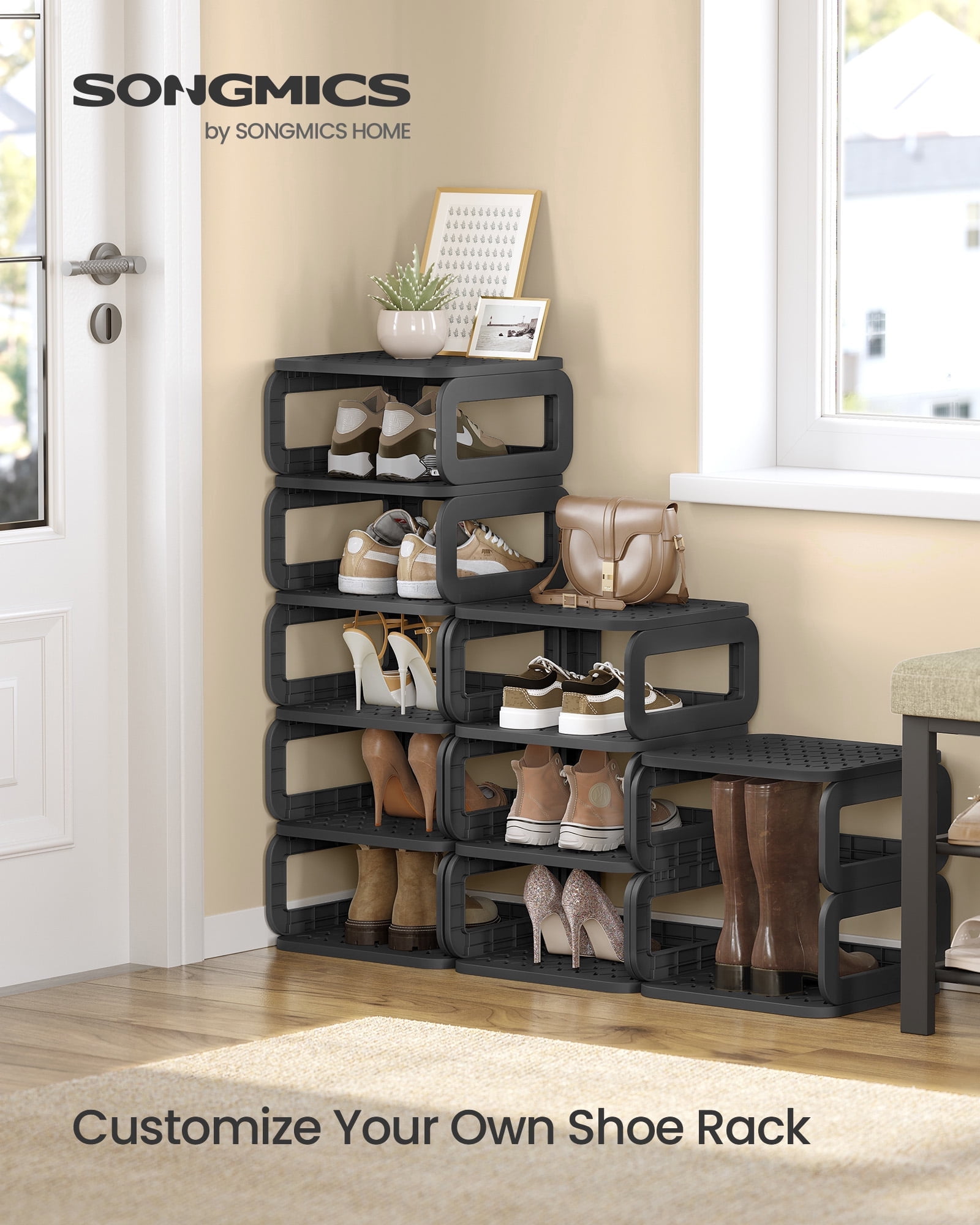 Shoe Rack, Shoe Organizer, 12 Shelves, Shoe Storage, Narrow Shoe Shelf ...